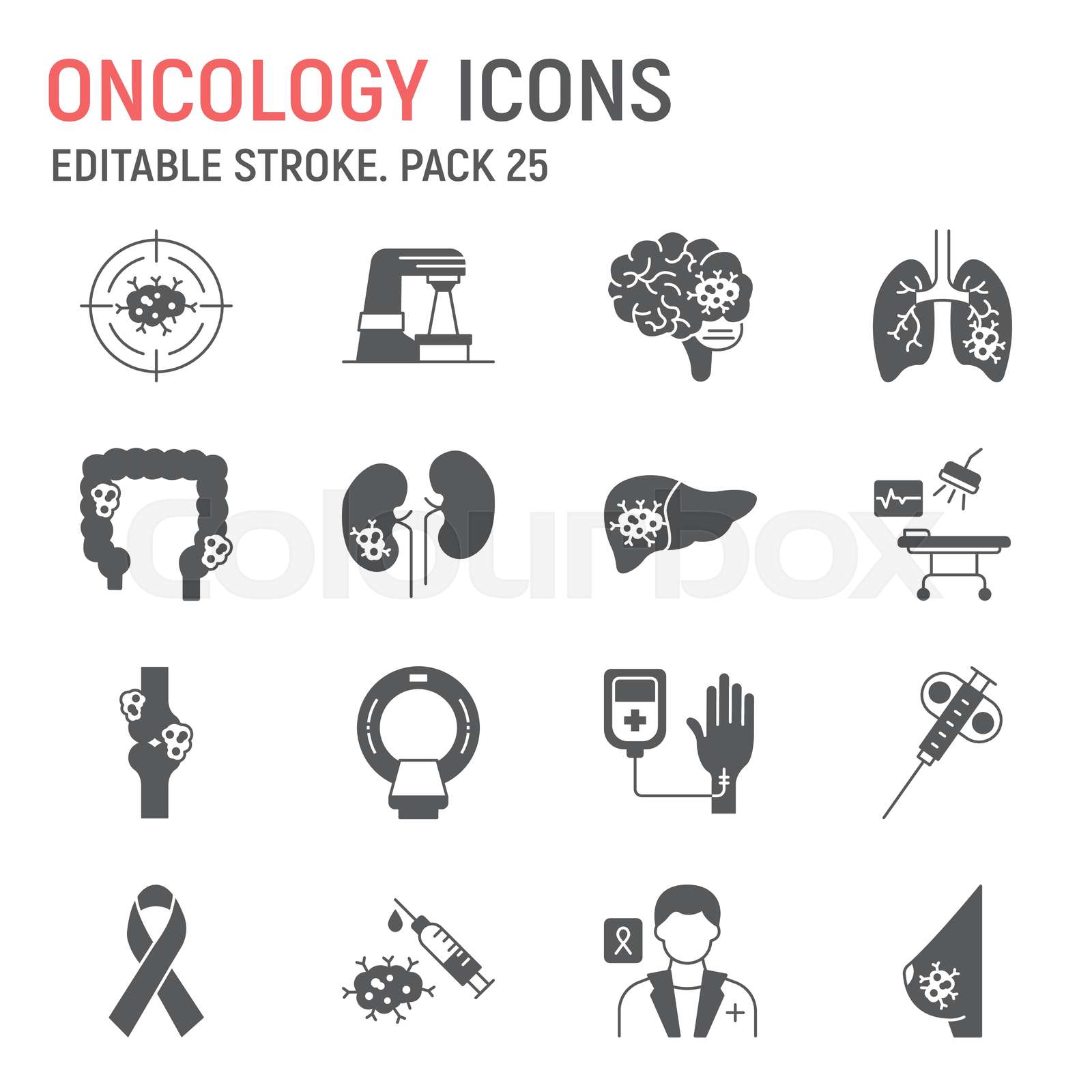 Oncology glyph icon set | Stock vector | Colourbox
