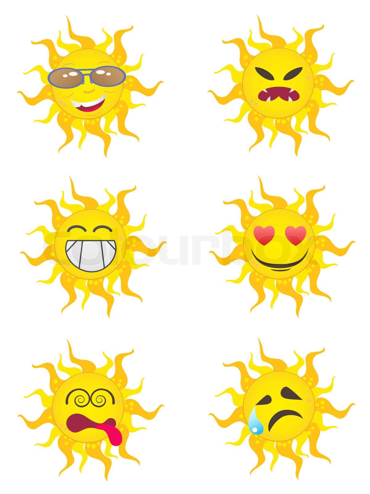 Sun Cartoon Characters | Stock vector | Colourbox