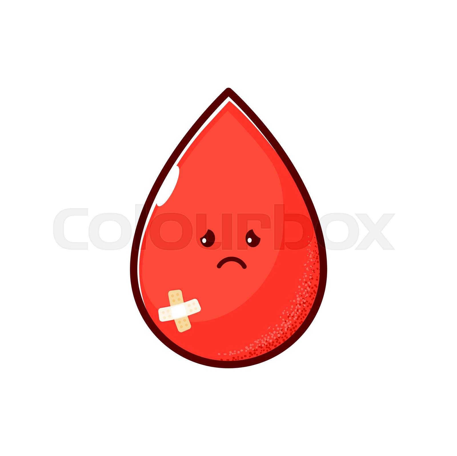 Cartoon sick and suffering blood drop character | Stock vector | Colourbox