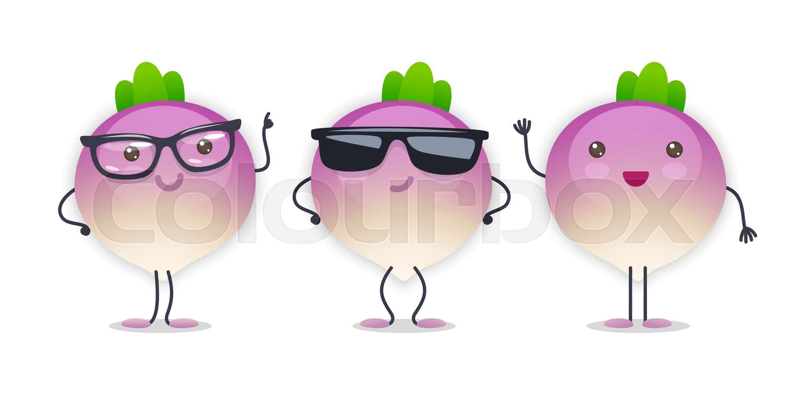 Turnip Character with Various Face Expressions | Stock vector | Colourbox
