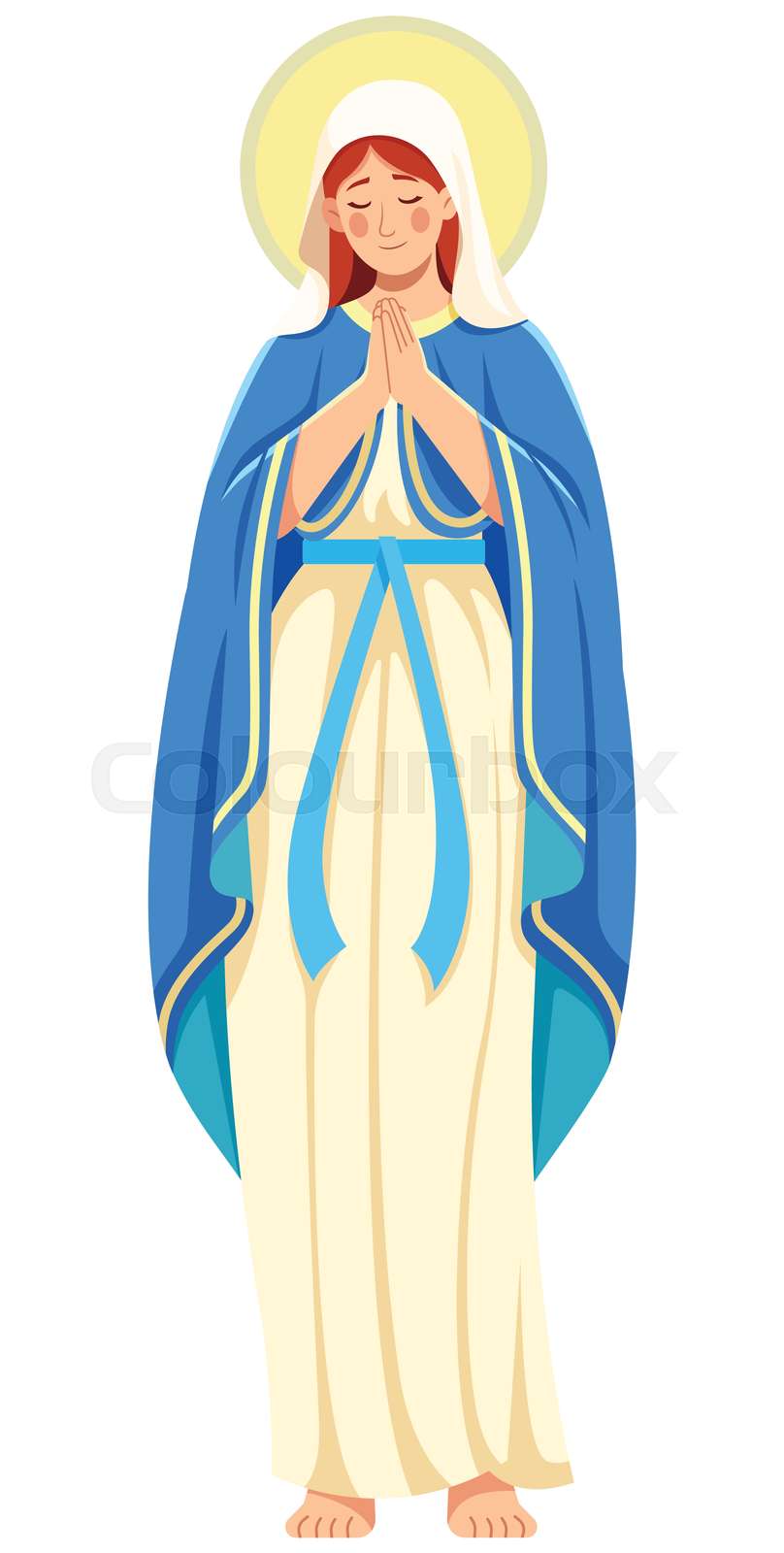Virgin Mary Praying On White Stock Vector Colourbox