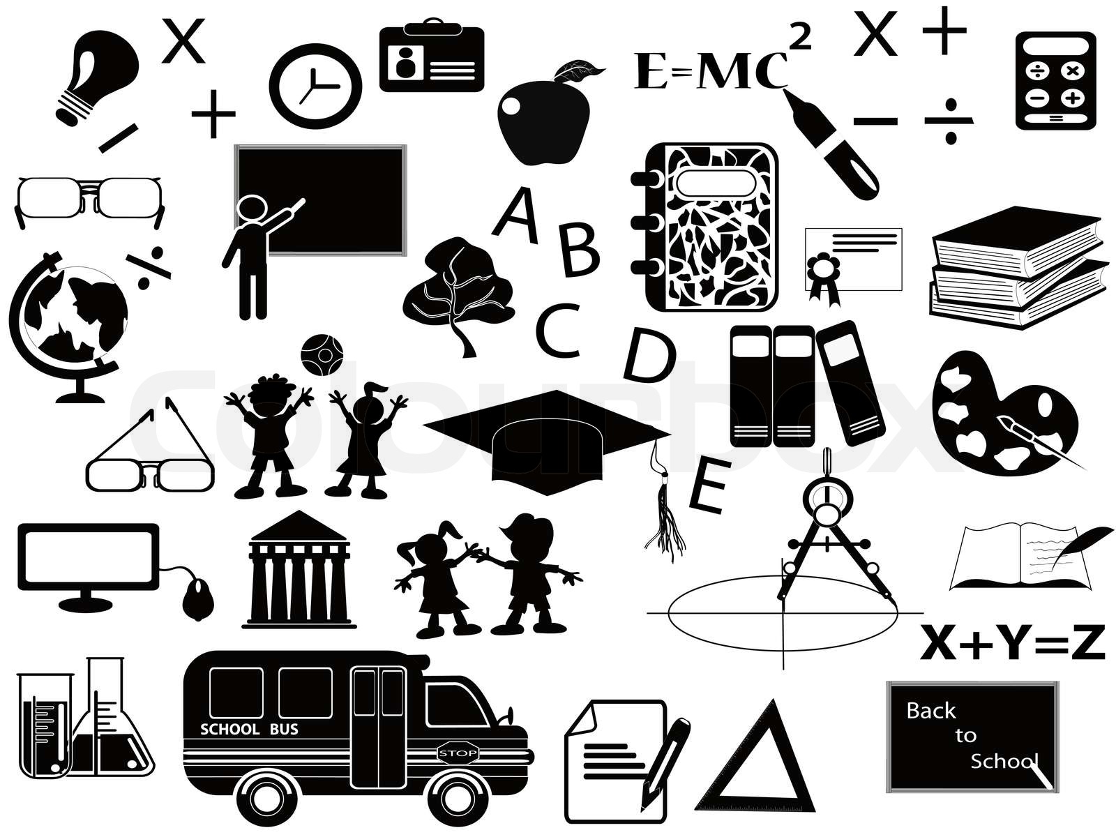 education black icon set | Stock vector | Colourbox