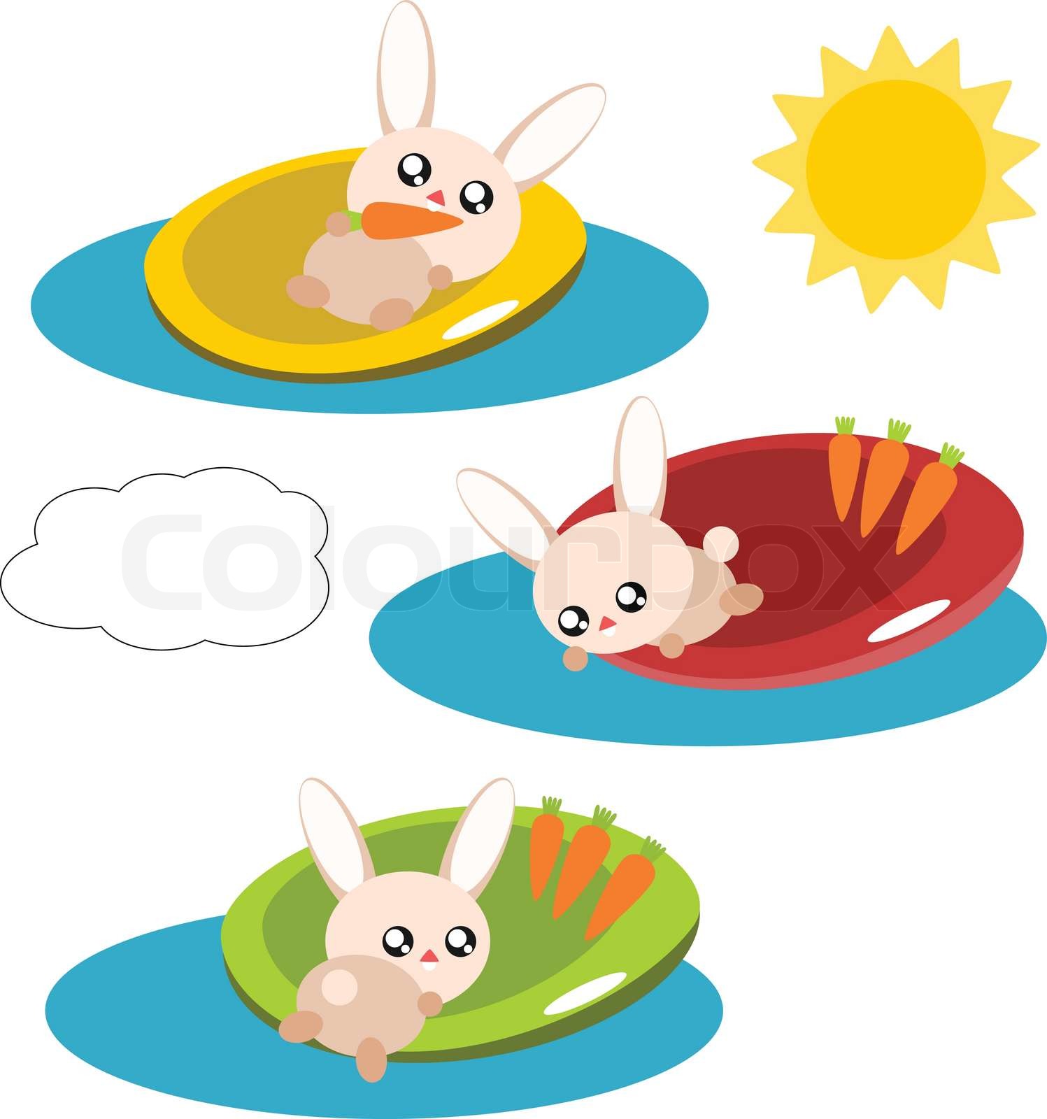 Cartoon rabbit in the pool illustration | Stock vector | Colourbox