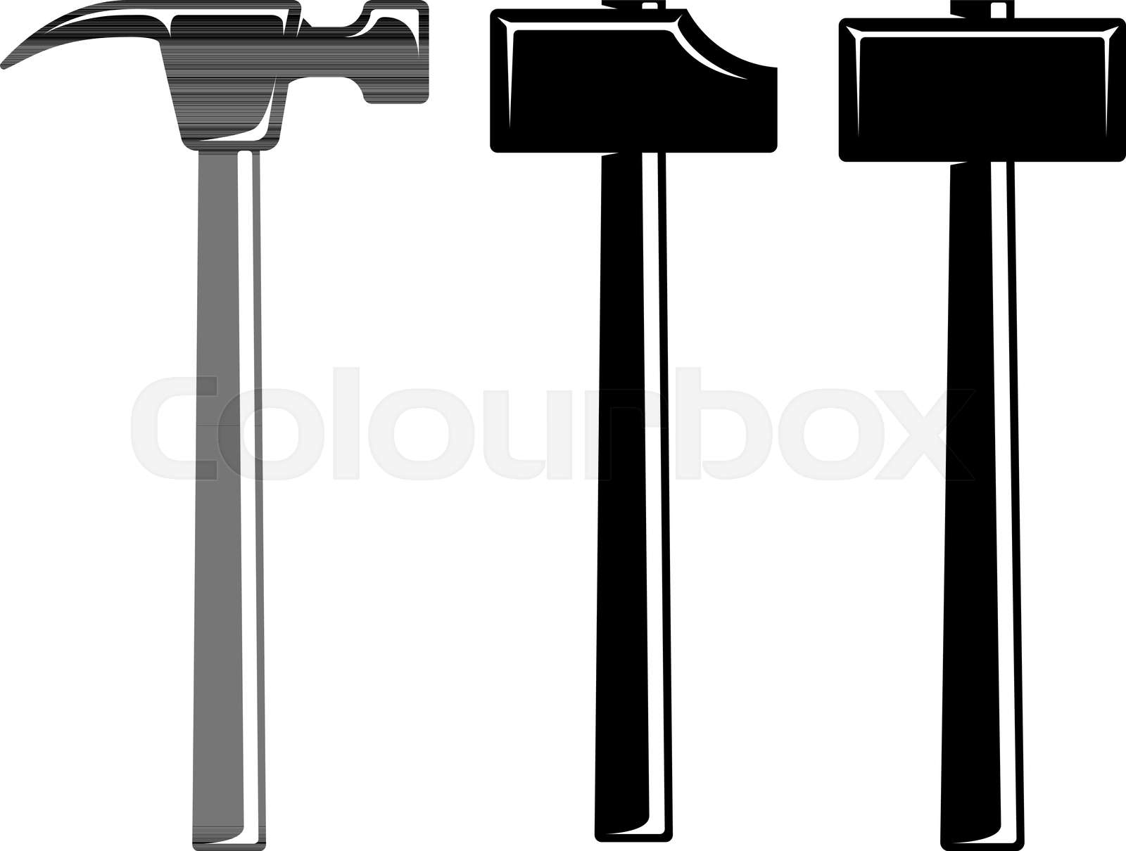 Set of illustrations of blacksmith hammers. Design element for logo ...