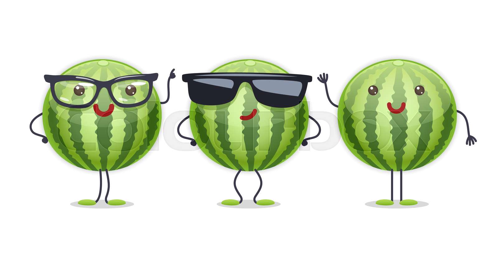Watermelon Character with Various Face Expressions | Stock vector ...