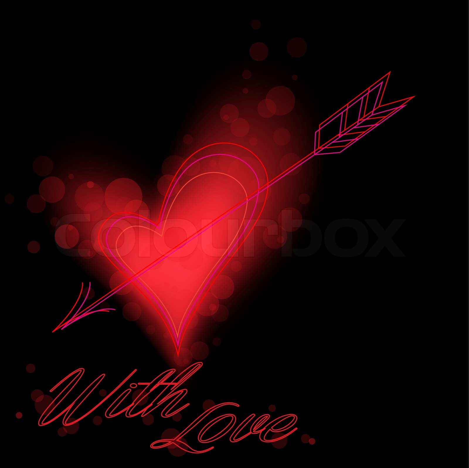 Rødt hjerte på sort | Stock vektor | Colourbox