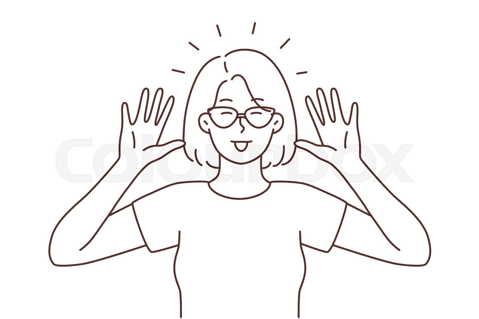 Smiling woman show funny face expression | Stock vector | Colourbox