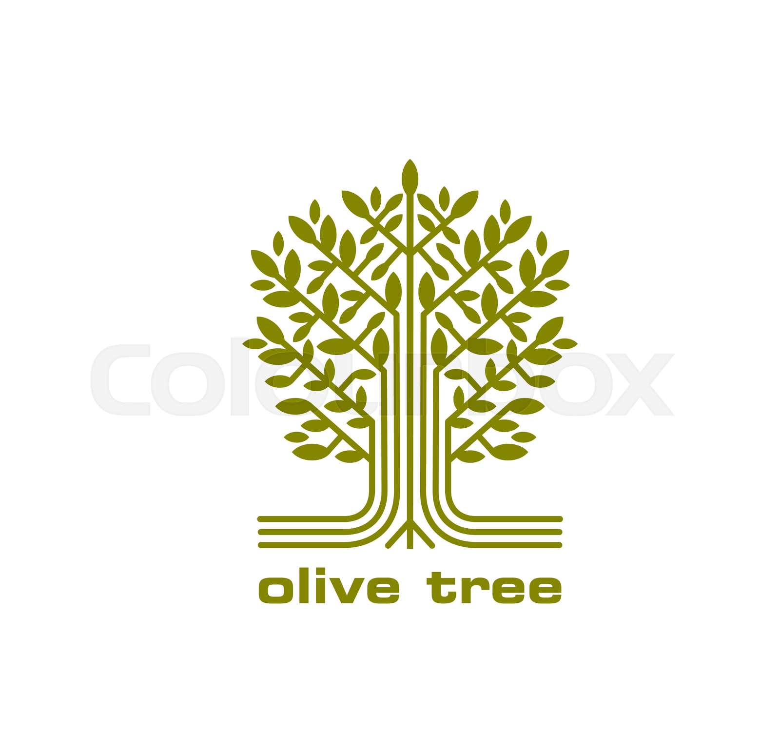 Olive tree symbol for olive oil, olive tree leaves | Stock vector ...