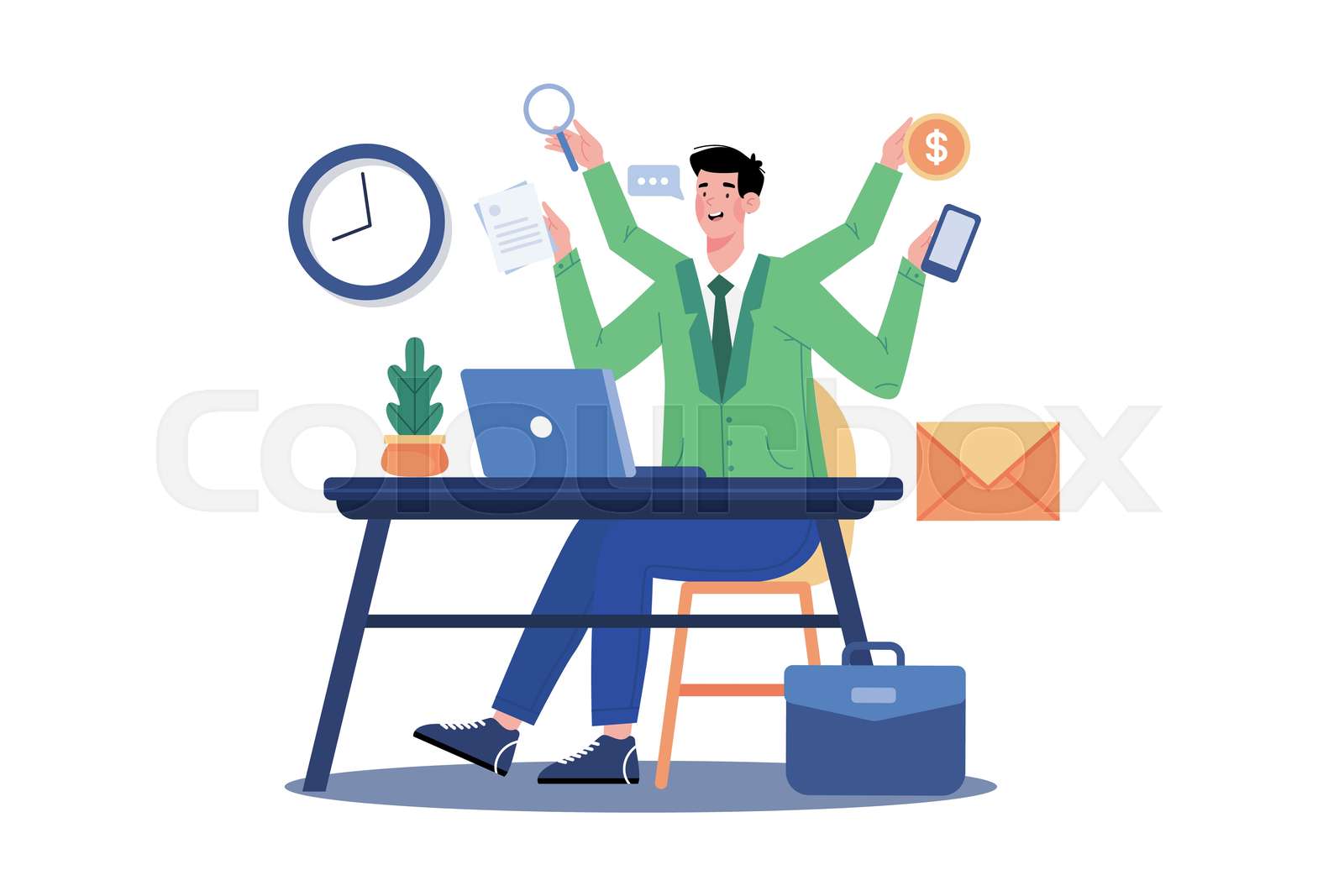 CEO multitasking projects and tasks. | Stock vector | Colourbox