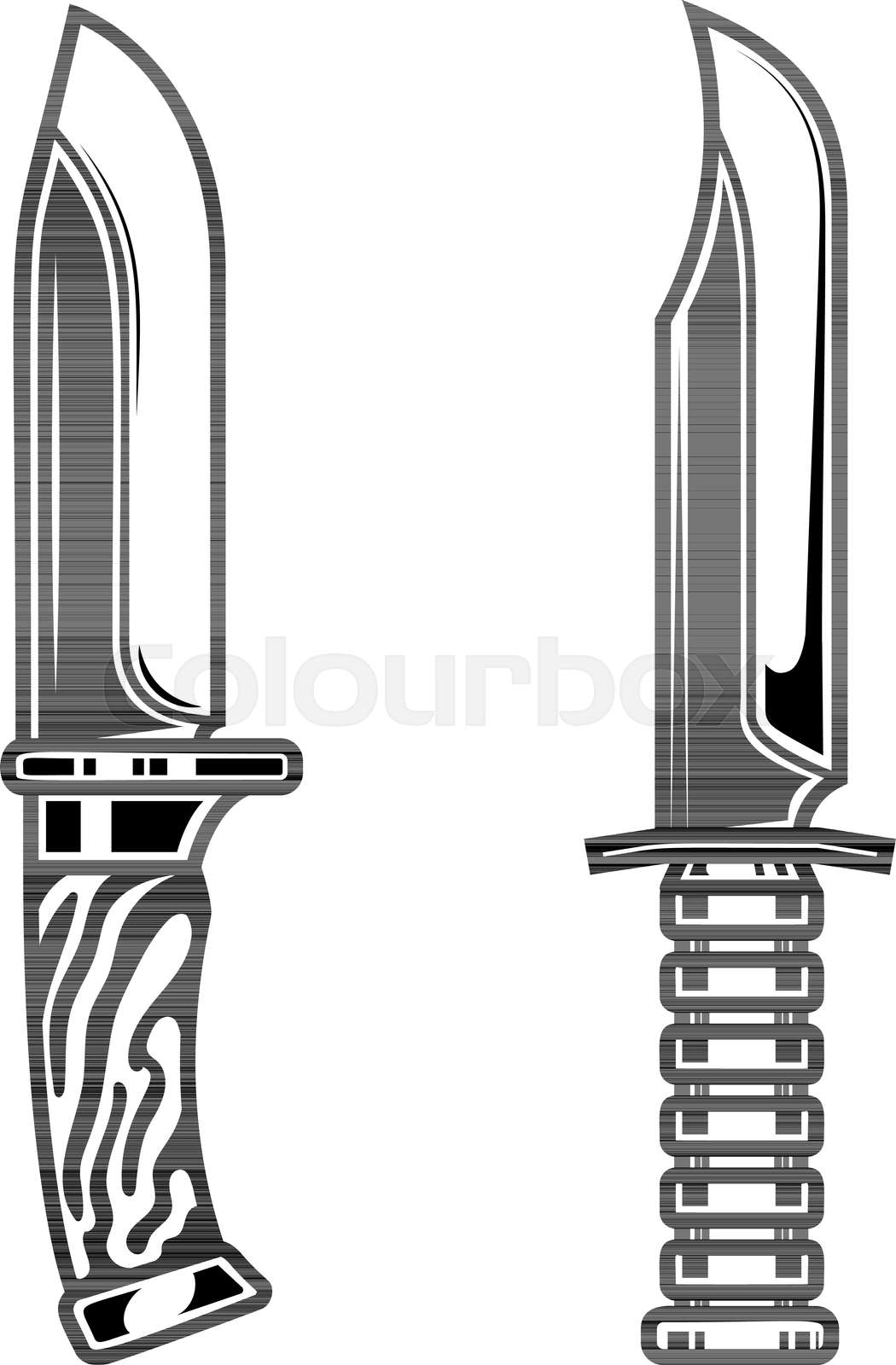 Illustration of combat knives. Design element for logo, label, sign ...