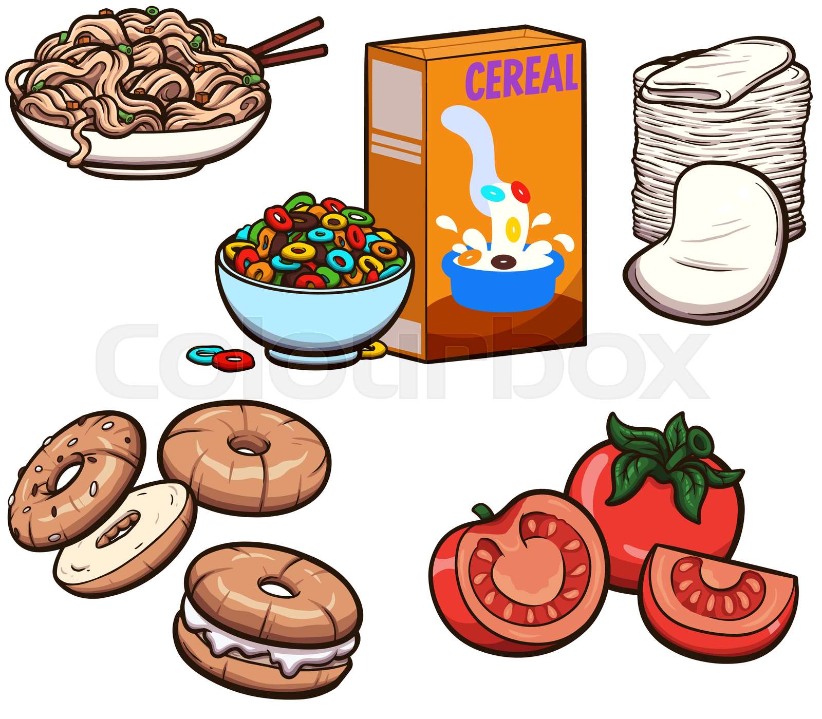 Food Groceries. Vector clip art illustration with simple gradients ...