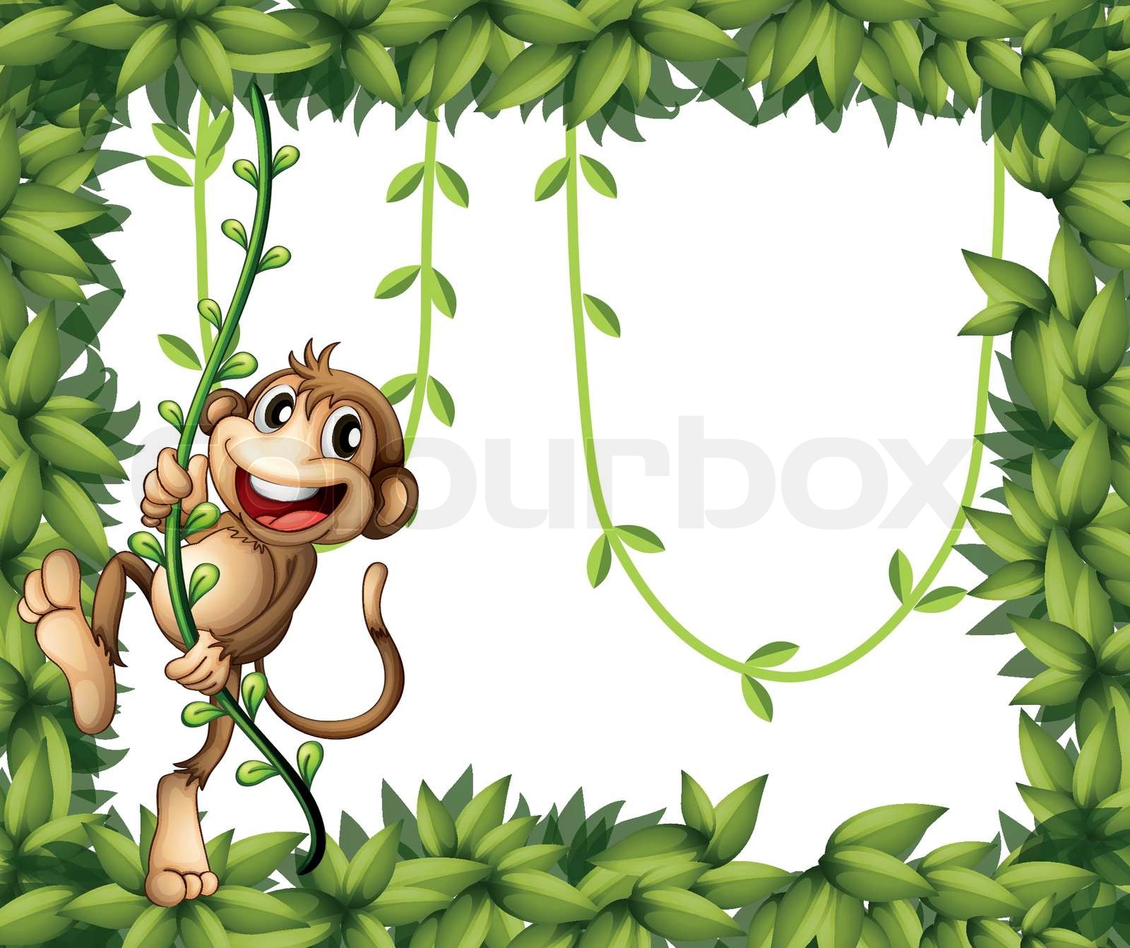 Ein Affe in einem grünen Rahmen | Stock-Vektor | Colourbox
