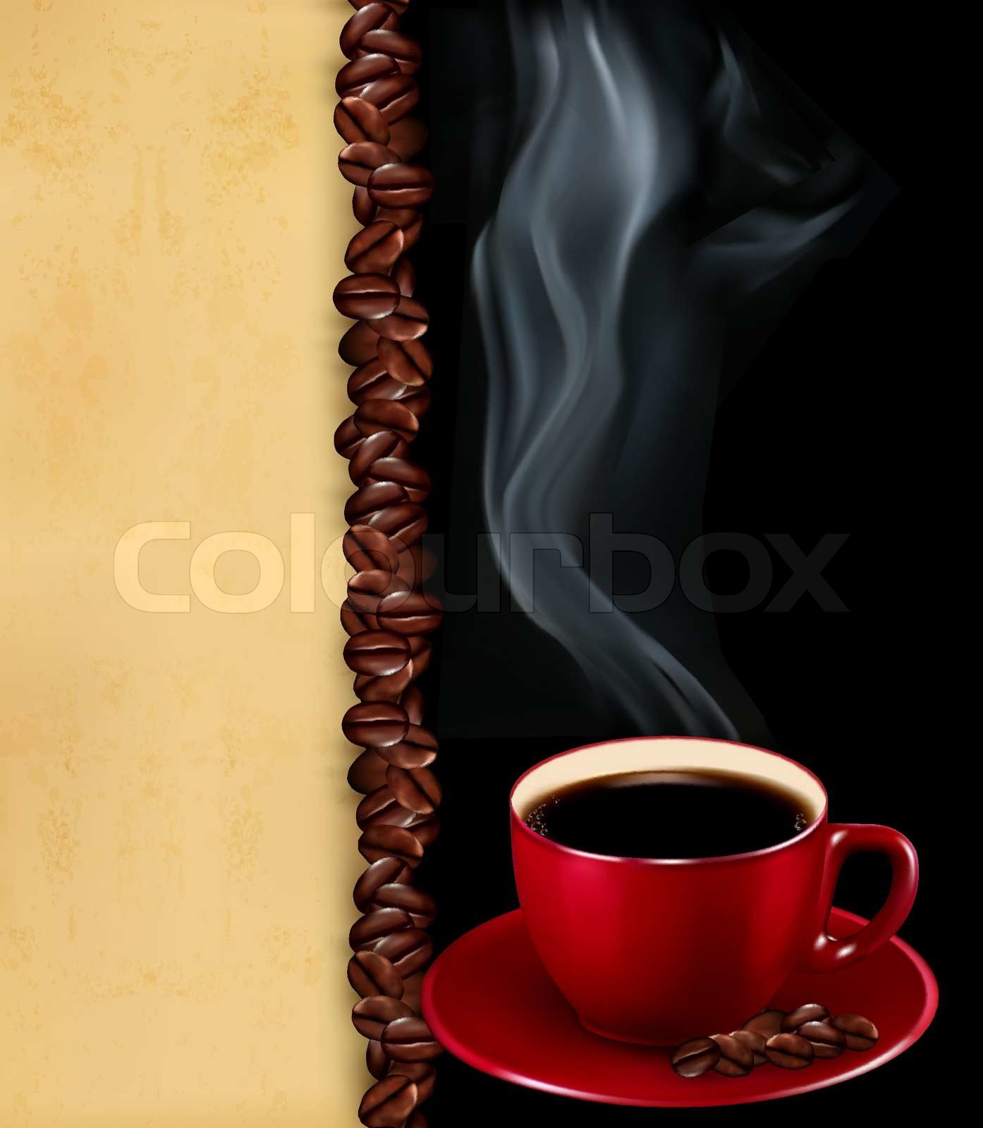 Background with cup of coffee and old paper. Vector | Stock vector ...