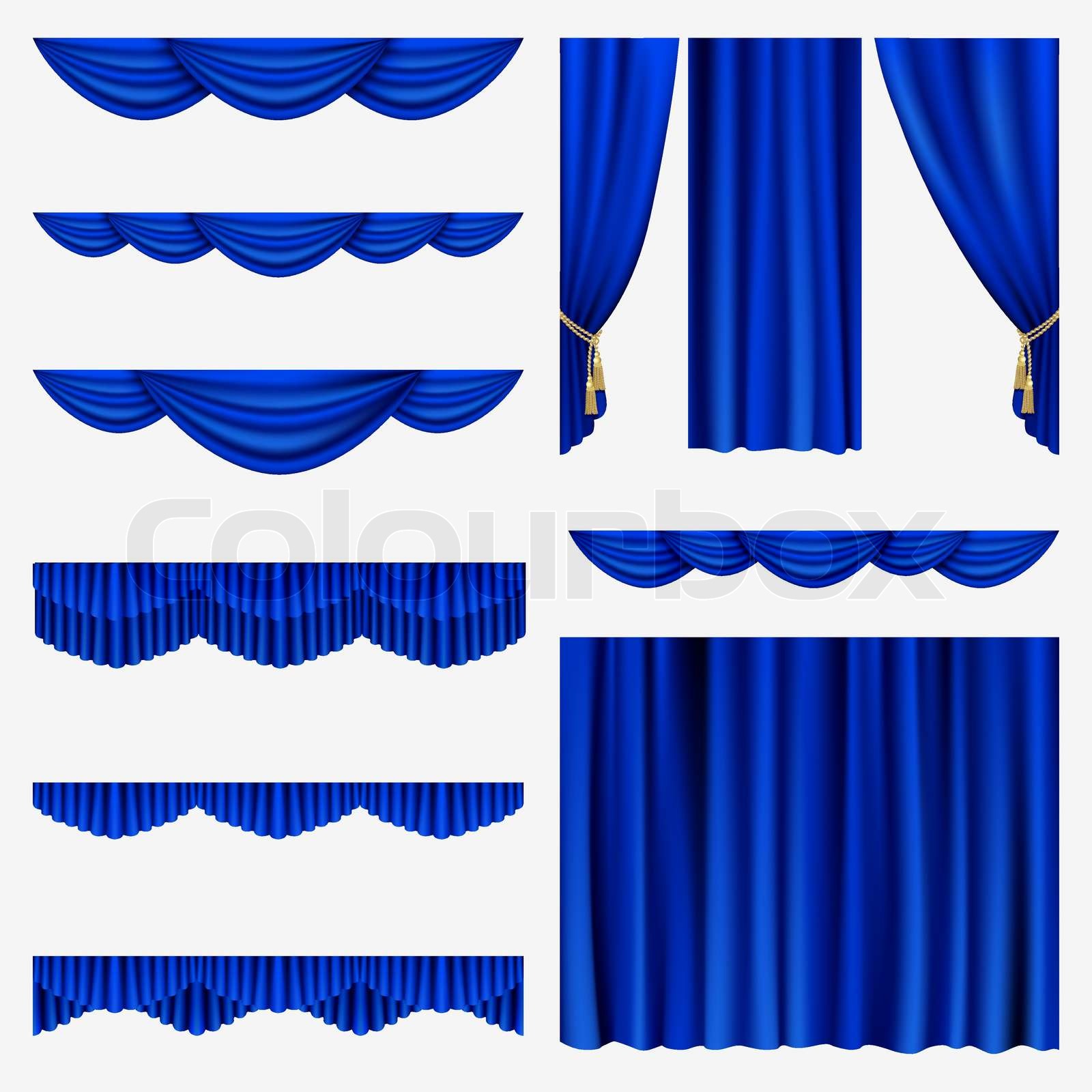 Blue curtains | Stock vector | Colourbox