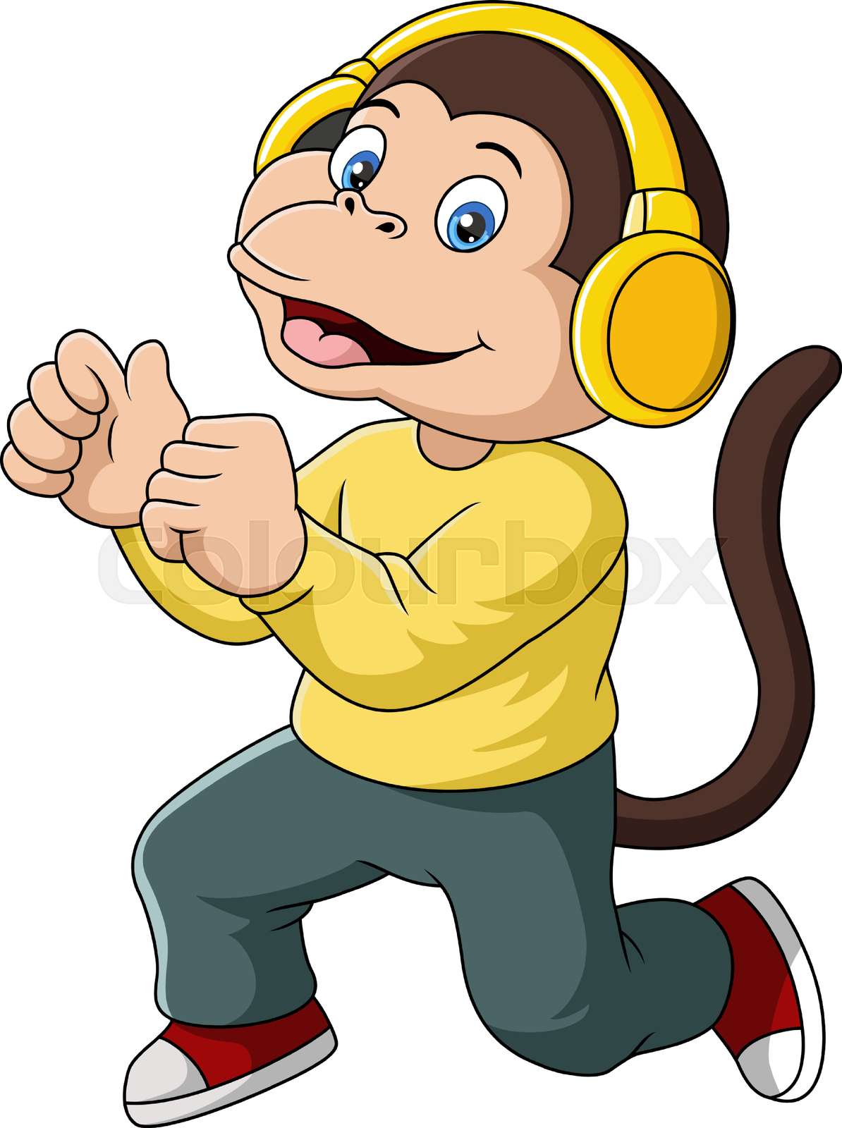 Cartoon Monkey With Headphones