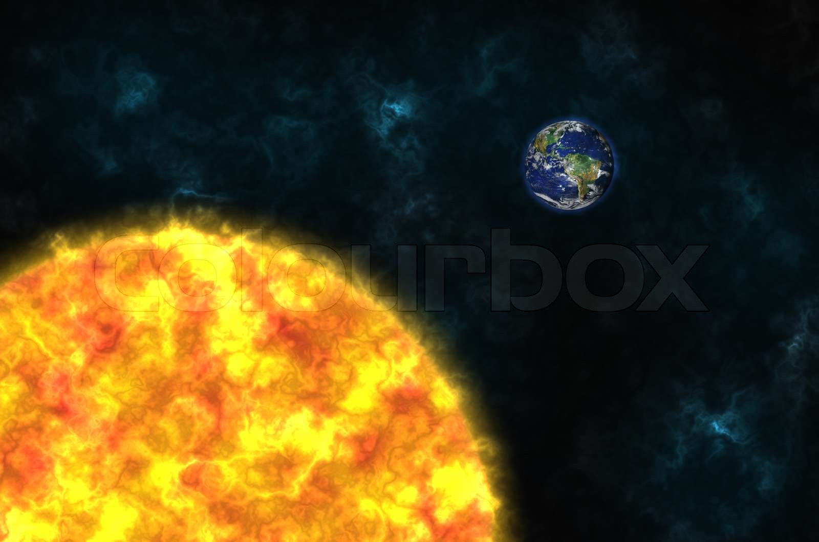 planet Earth and sun in the space Elements of this image furnished by ...