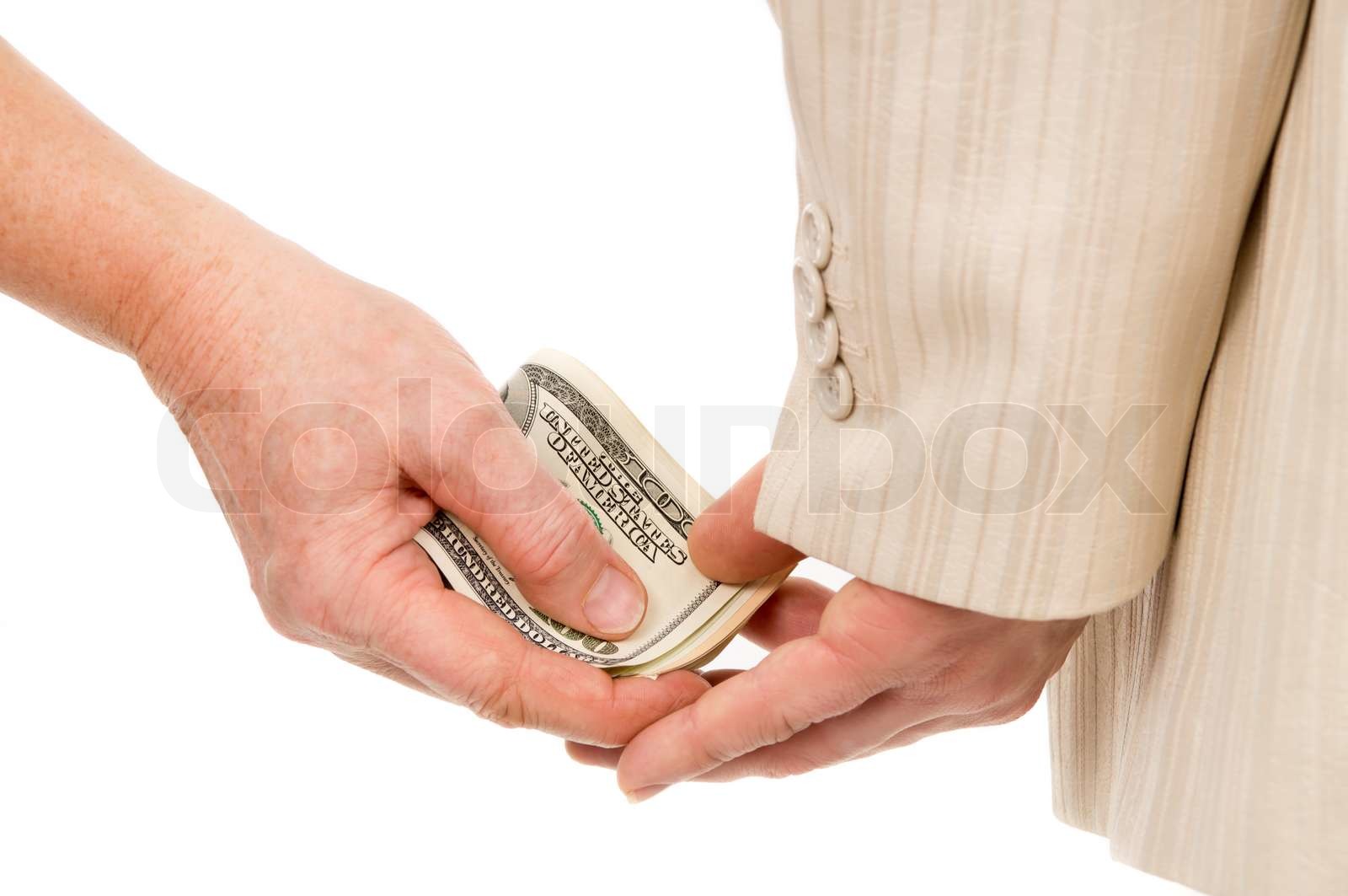 the man gently takes a bribe | Stock image | Colourbox