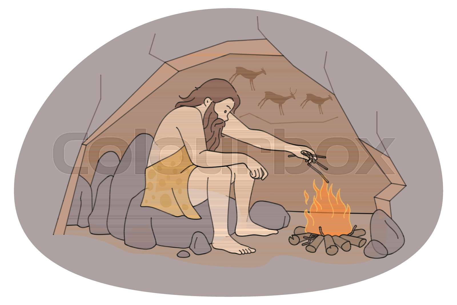 Caveman Fire Cartoon