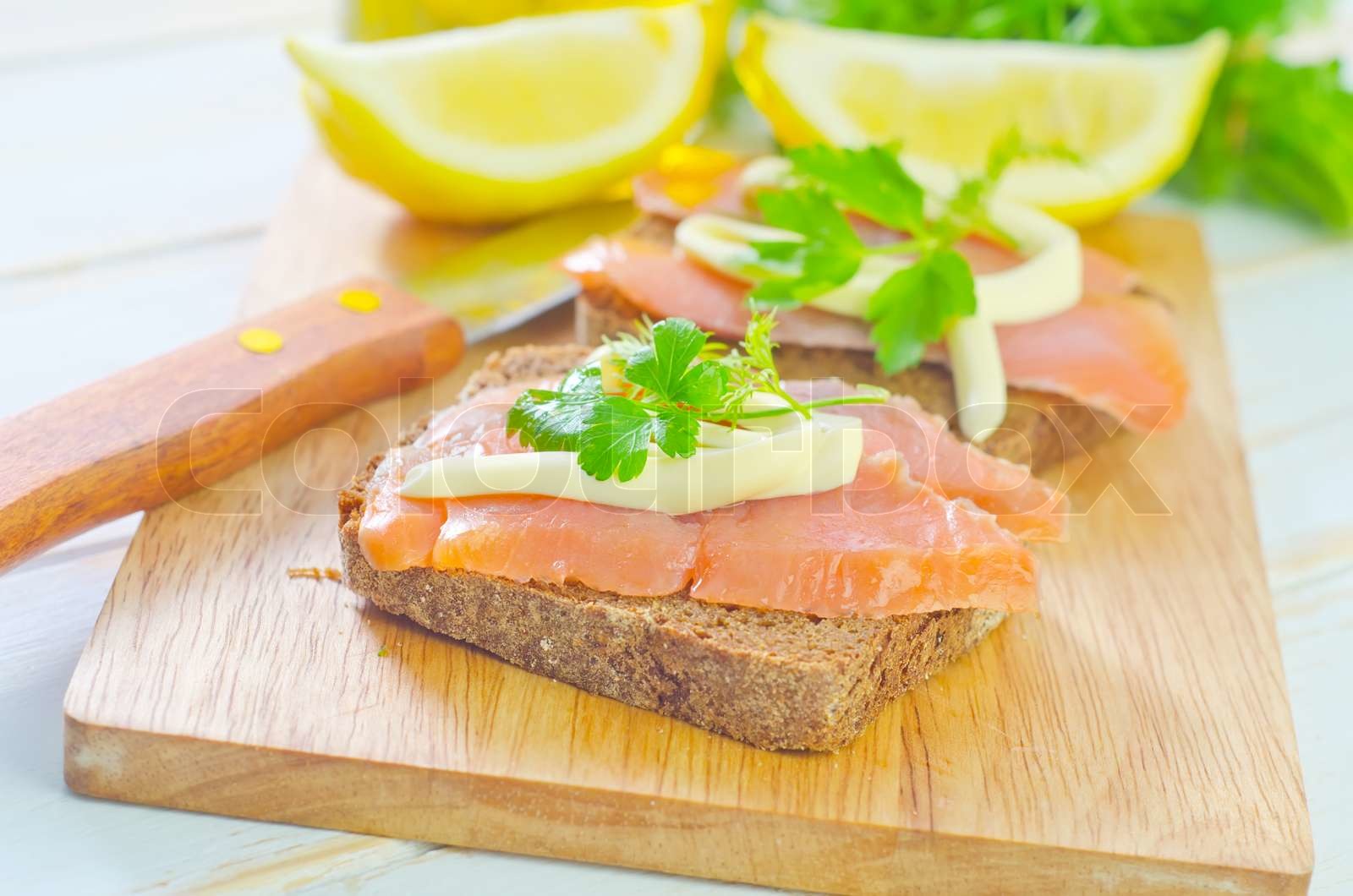 bread with salmon | Stock image | Colourbox