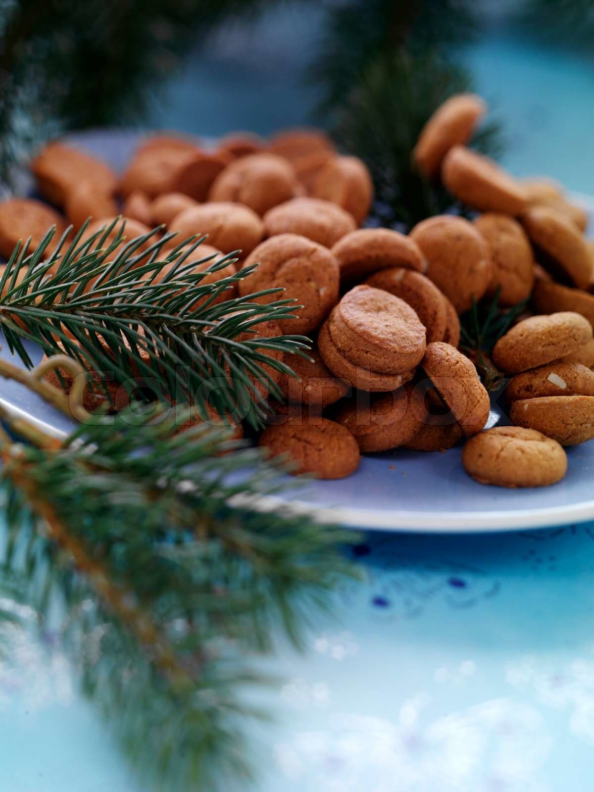 Traditional danish Christmas cookies on a plate | Stock image | Colourbox