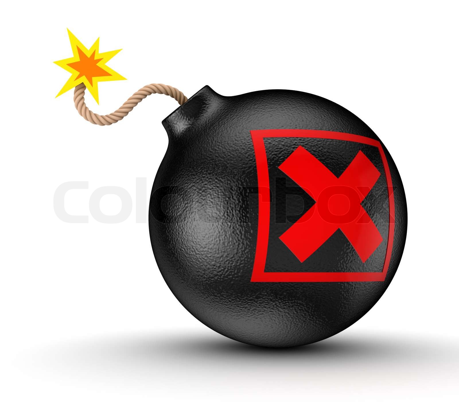 Cross mark on a black bomb | Stock image | Colourbox