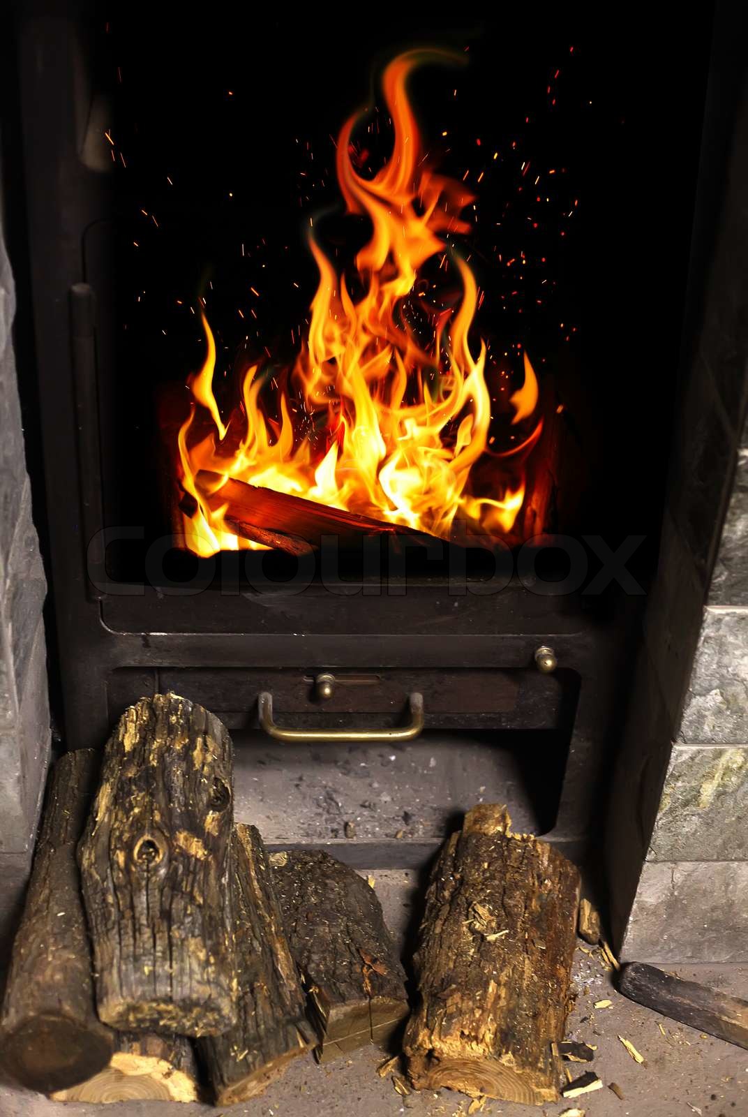 fire in hearth | Stock image | Colourbox