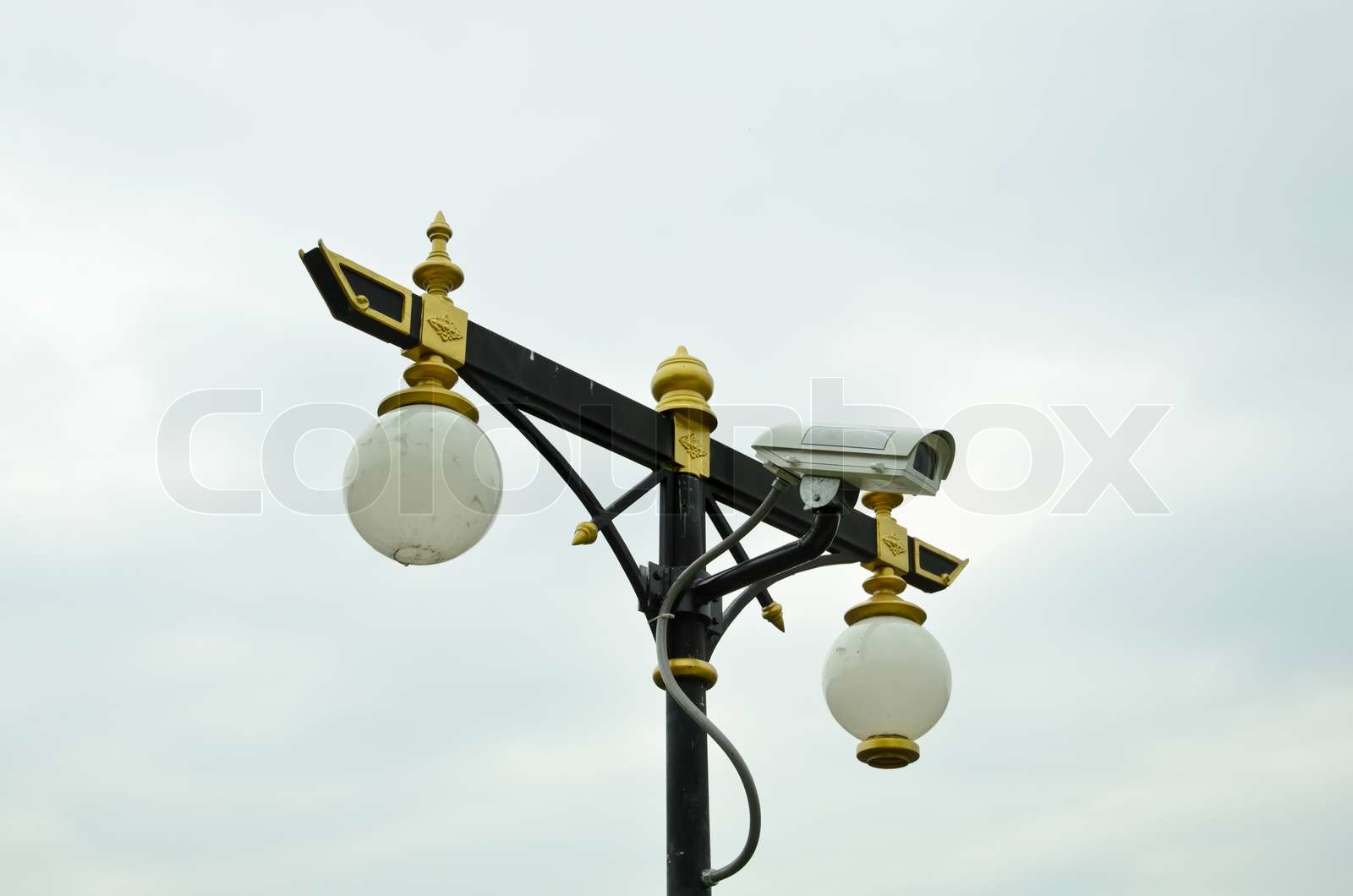 CCTV cameras install on pole street light | Stock image | Colourbox