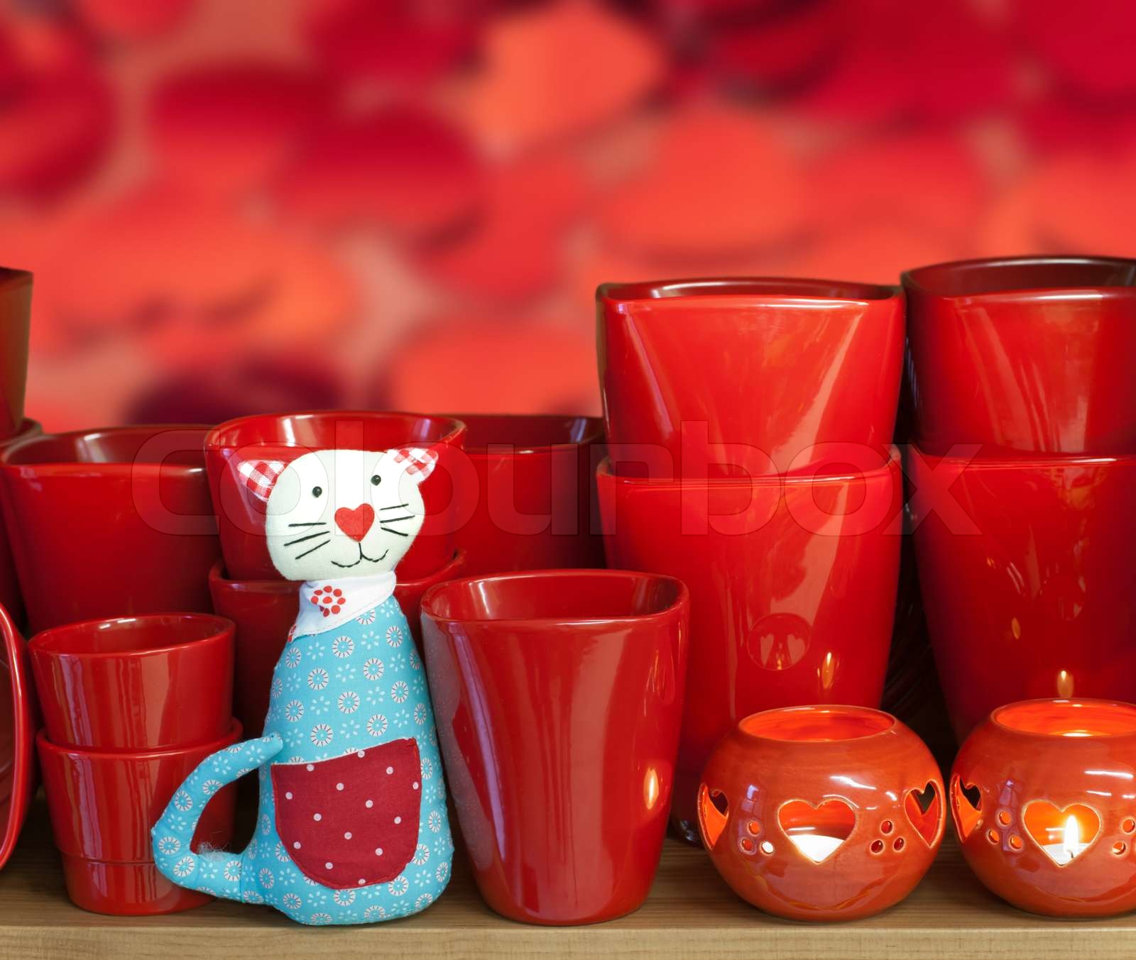 red flower pot | Stock image | Colourbox