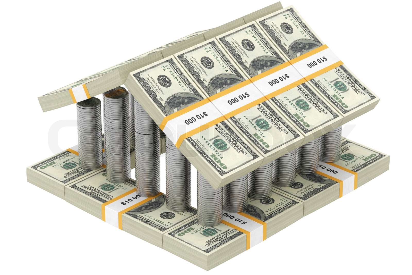 Castle of money isolated on white | Stock image | Colourbox