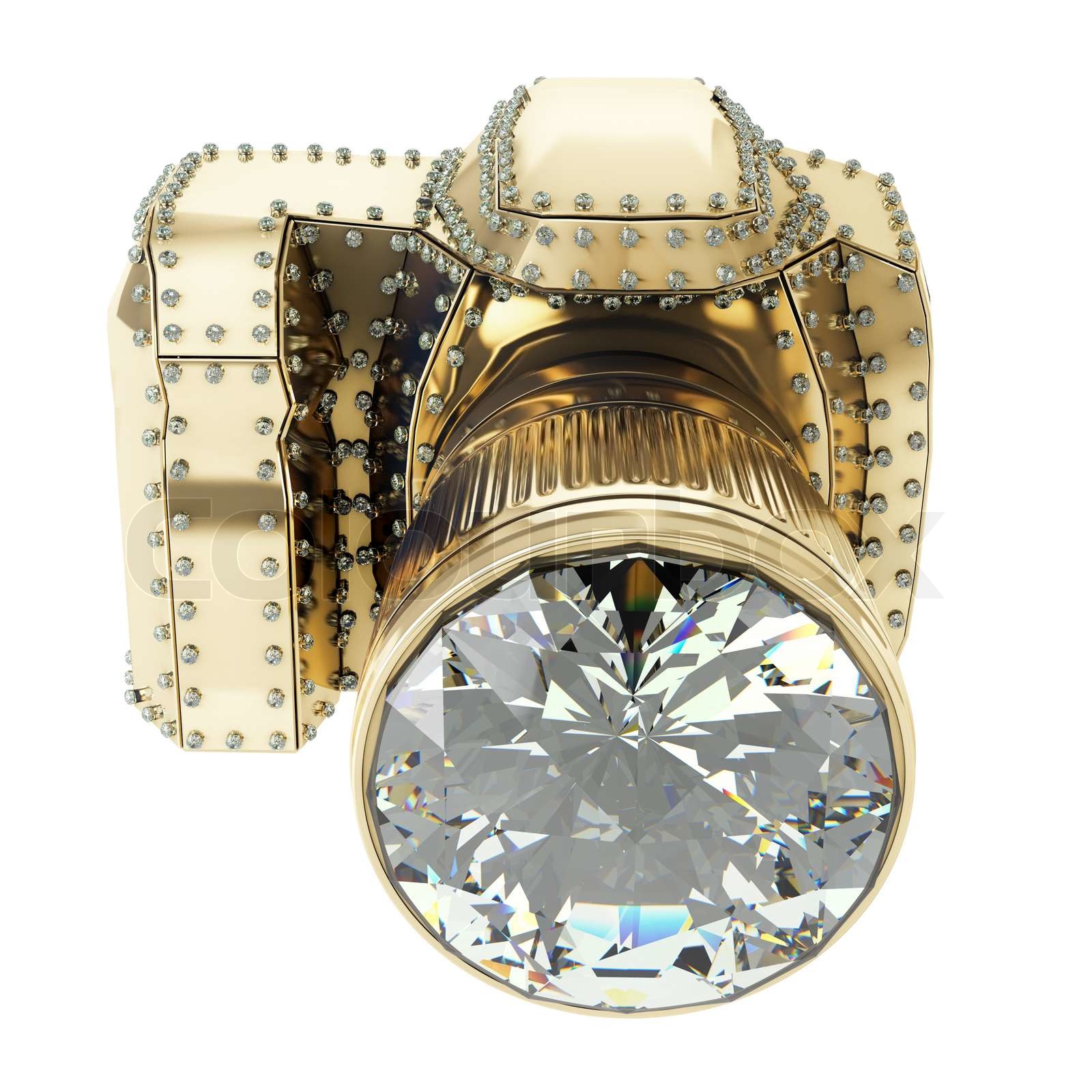 golden camera with diamonds | Stock image | Colourbox