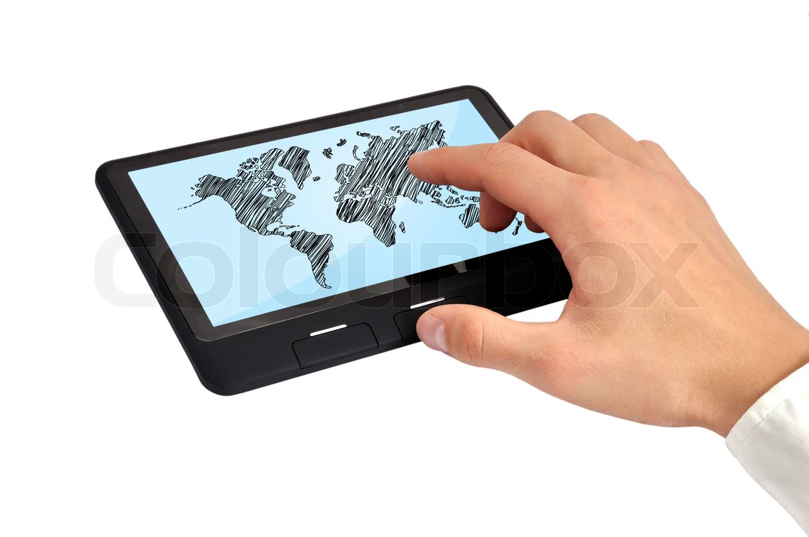 Tablette mit Weltkarte | Stock Bild | Colourbox