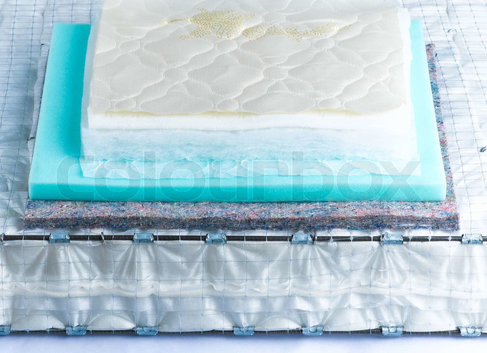 Layers of the material inside mattress for better support | Stock image ...
