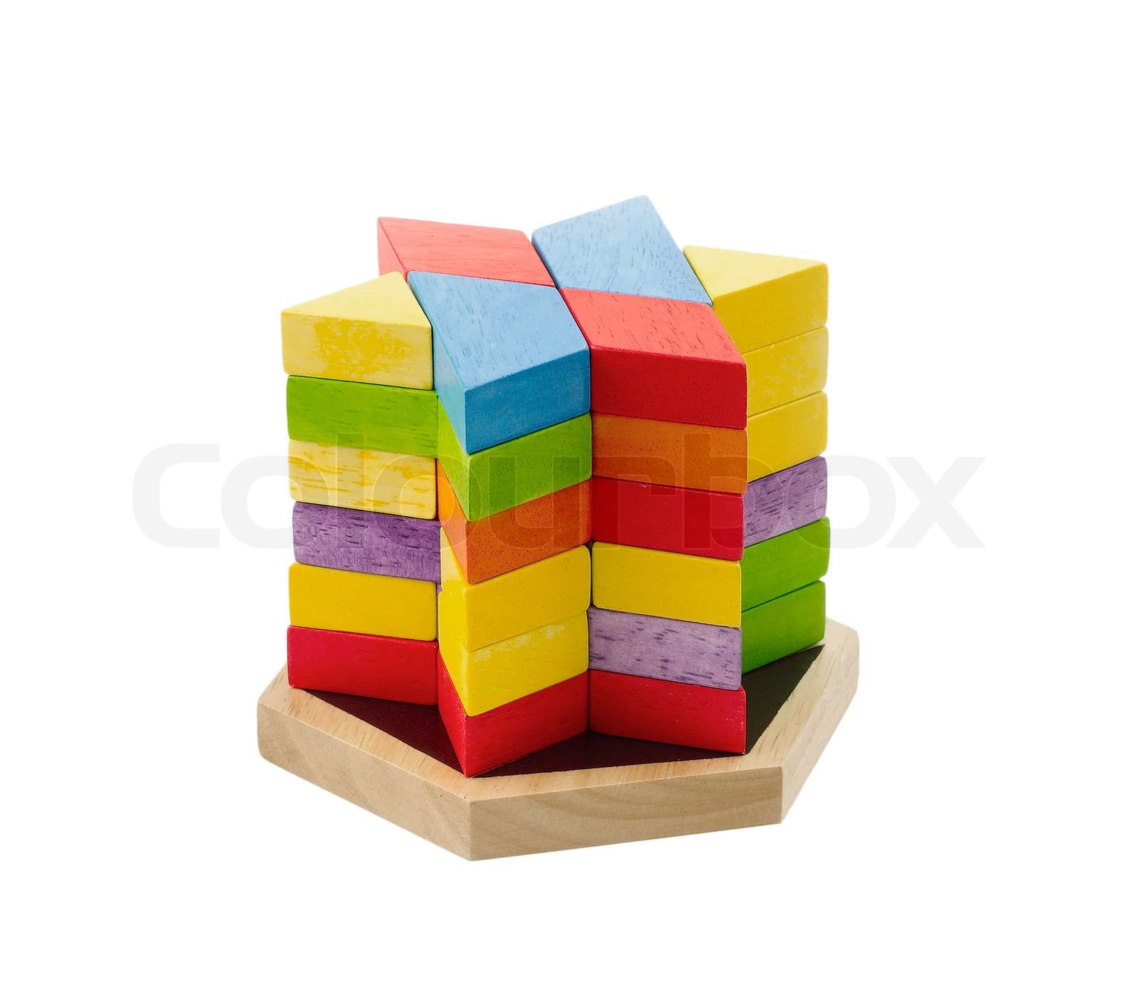 Wooden toy bricks isolates on white | Stock image | Colourbox
