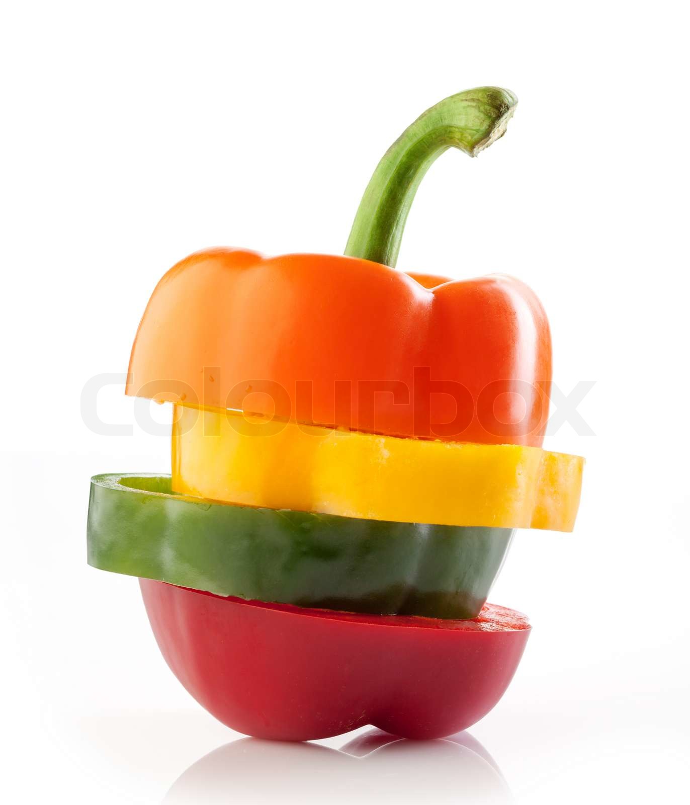 various colours paprika slices | Stock image | Colourbox