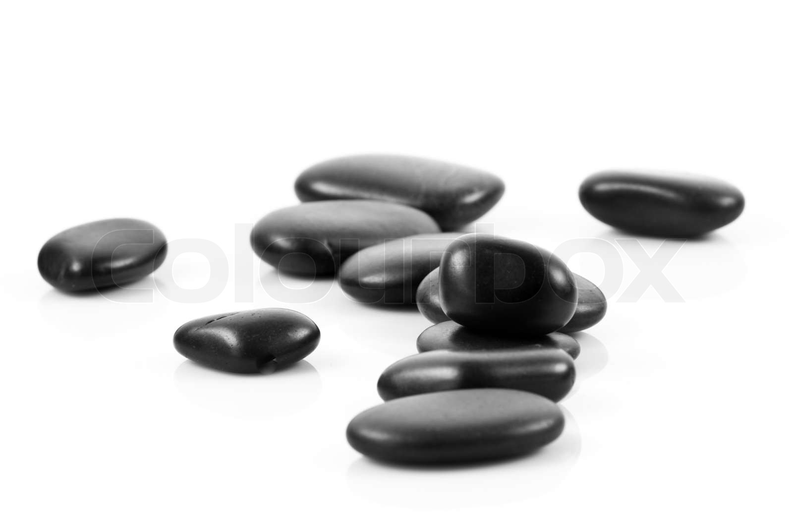 Black Massage Stones Stacked Isolated Stock Image Colourbox