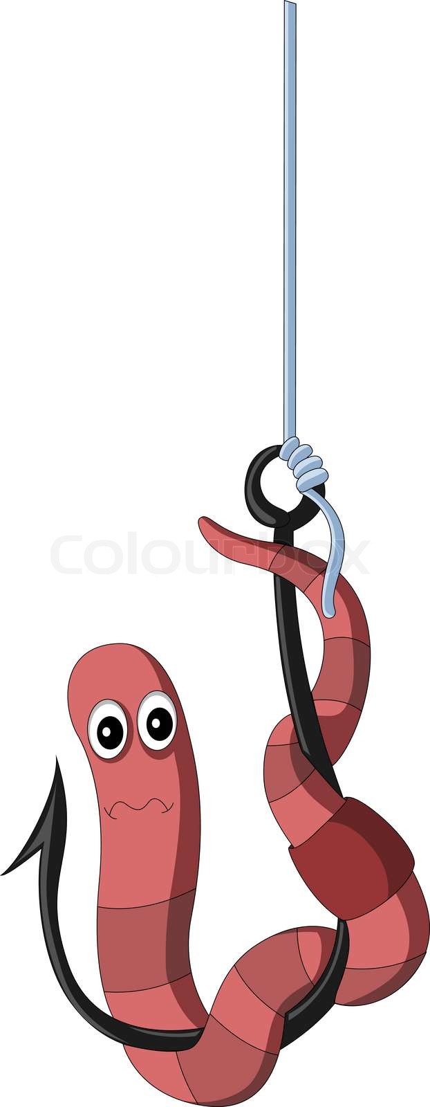 Cartoon worm on a hook | Stock vector | Colourbox