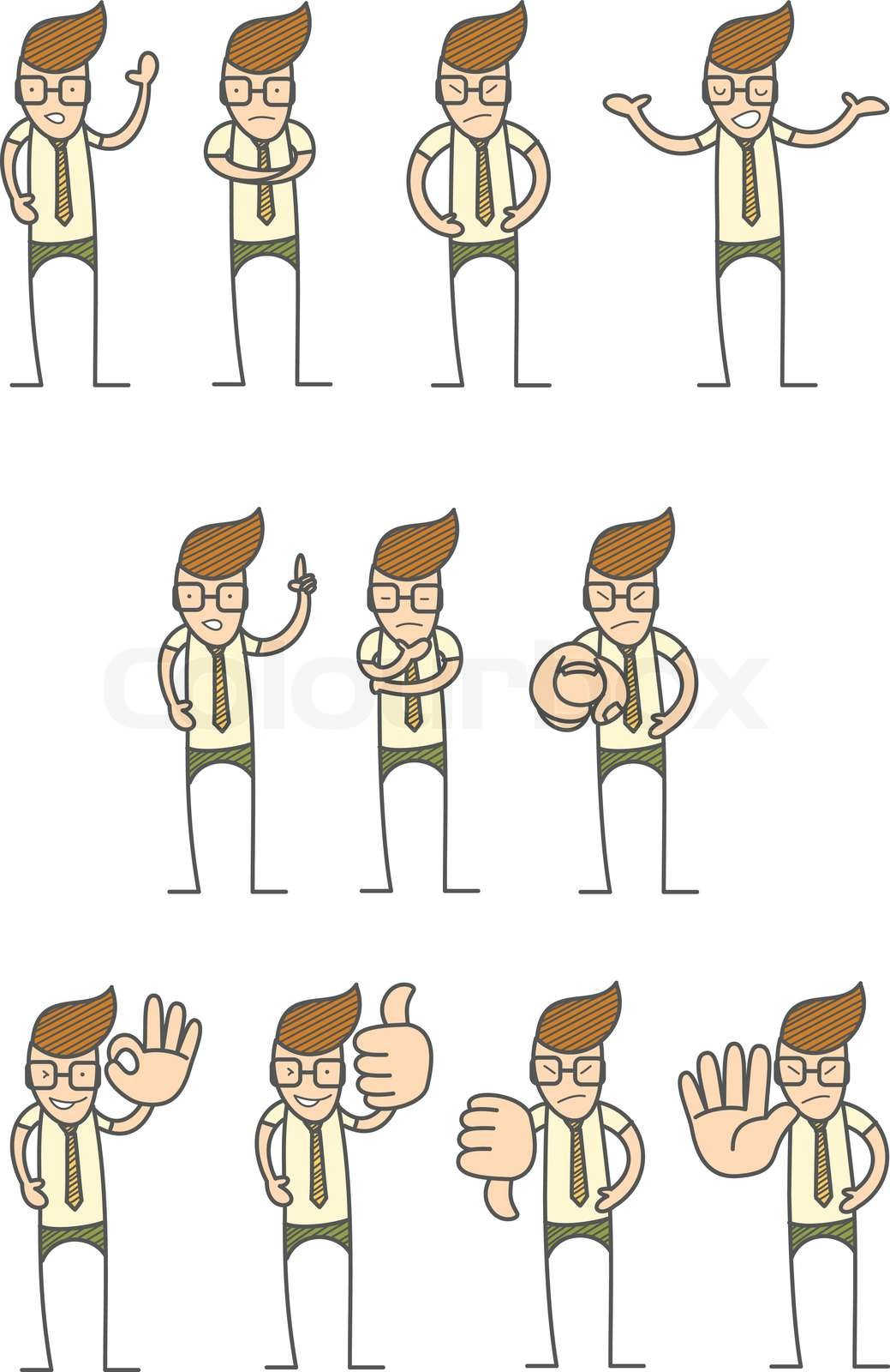 set of cartoon character various poses | Stock vector | Colourbox