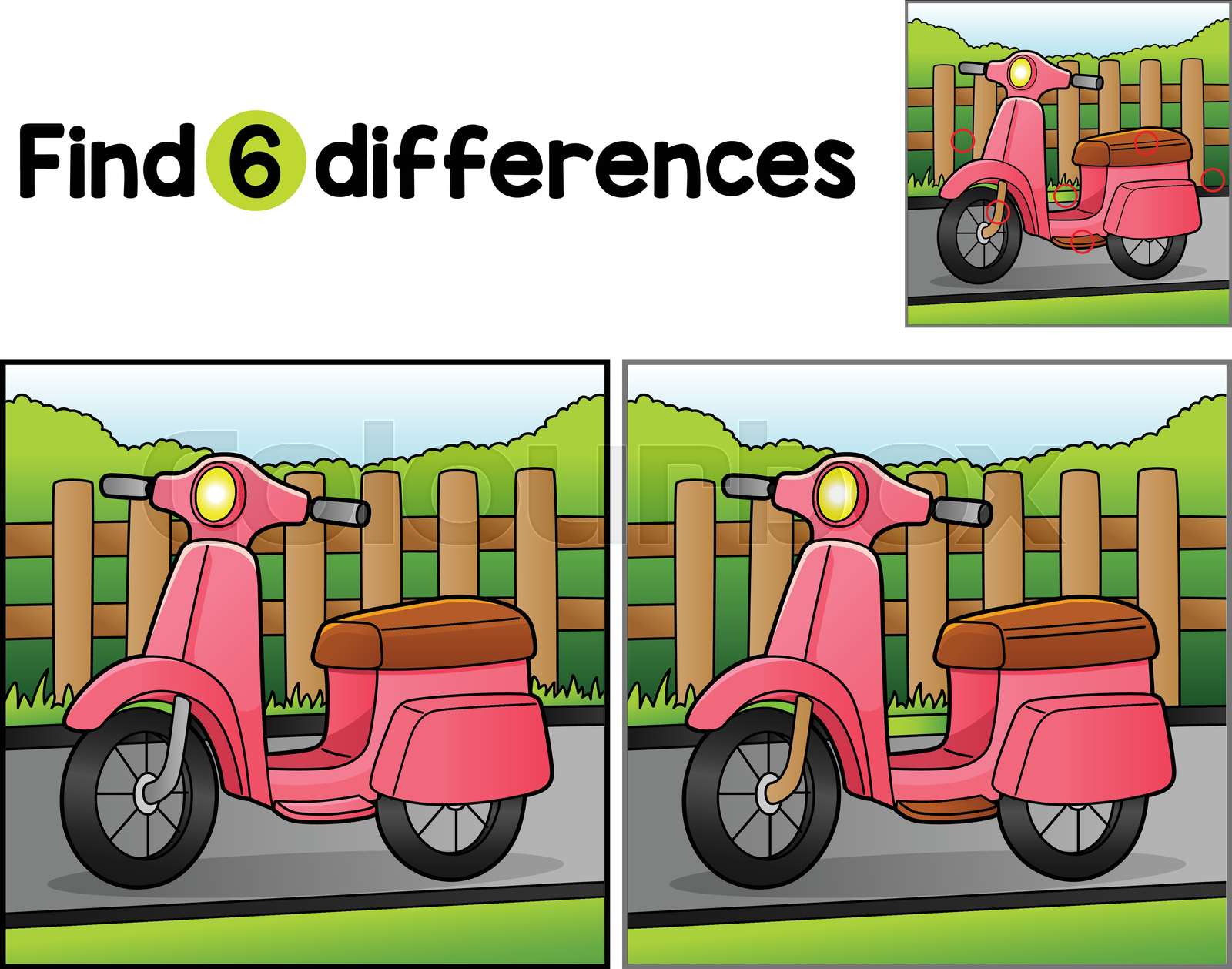 Scooter Vehicle Find The Differences | Stock vector | Colourbox