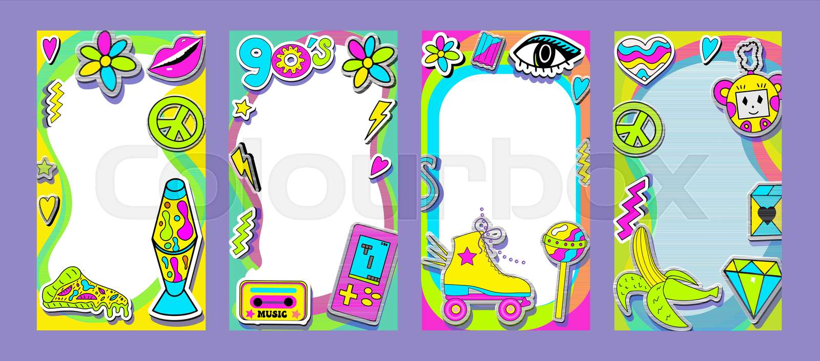 Y2K template poster for 90s retro design with lava lamp, cassette ...