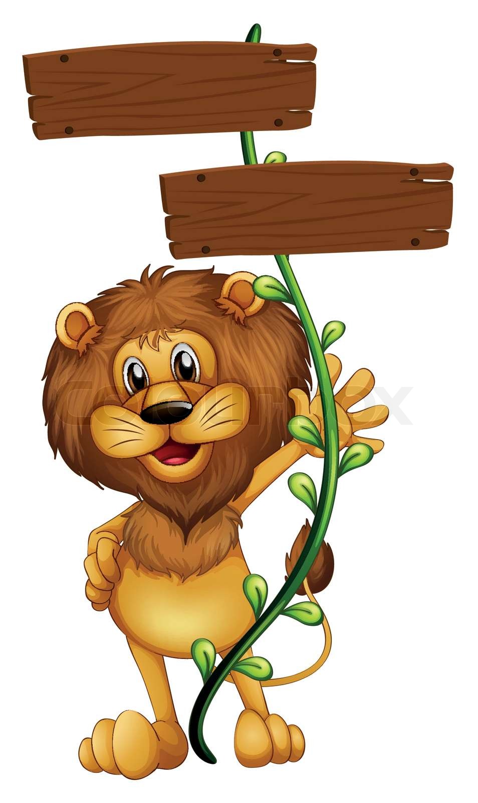 A lion holding a sign board | Stock vector | Colourbox