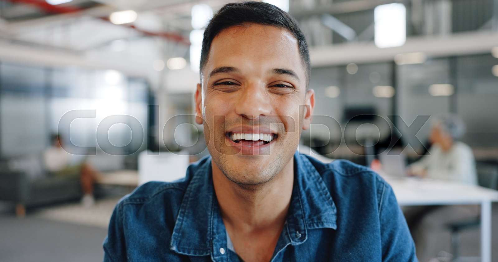 Video call, meeting and face of businessman in office talking ...