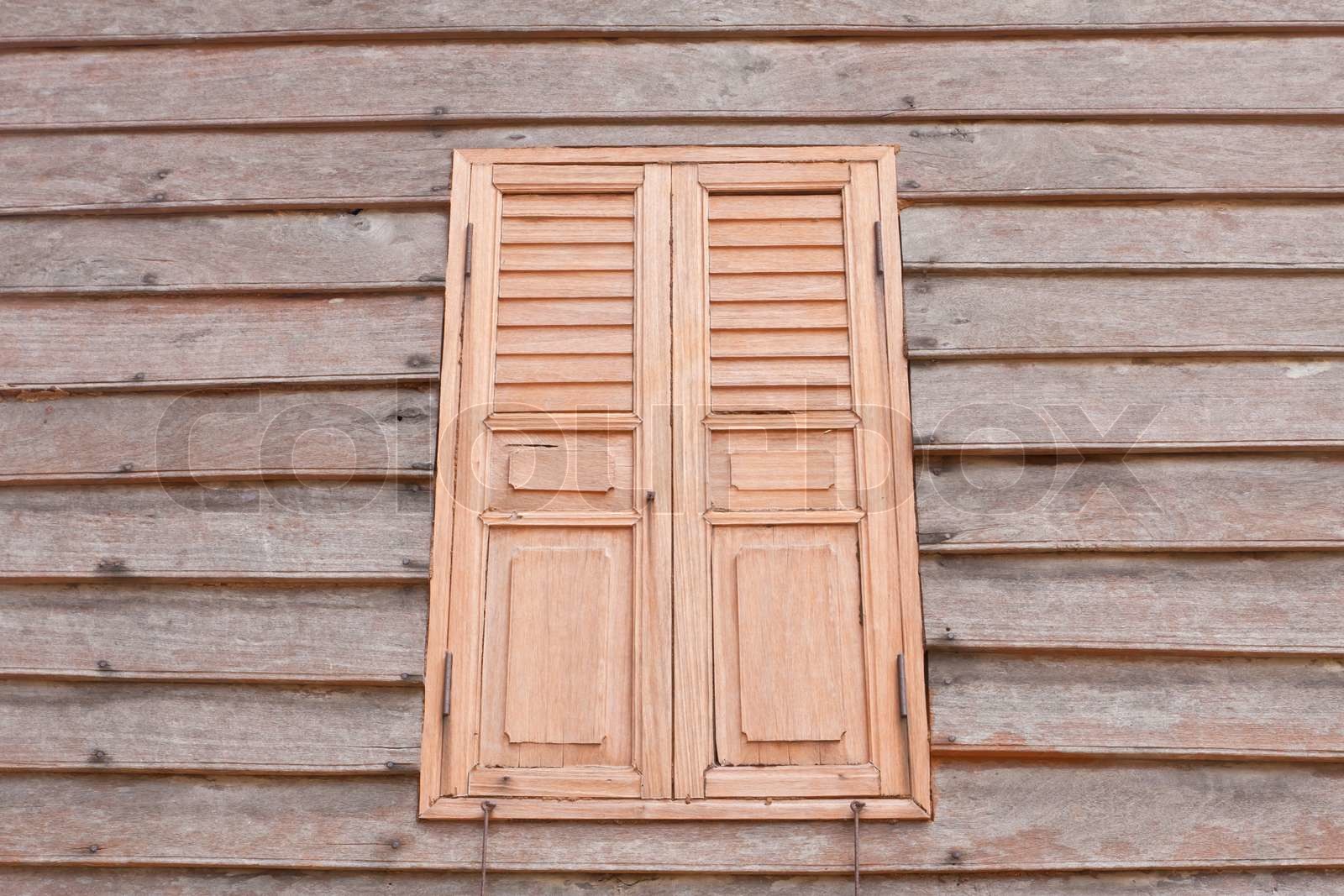 wooden windowand wood plank wall | Stock image | Colourbox
