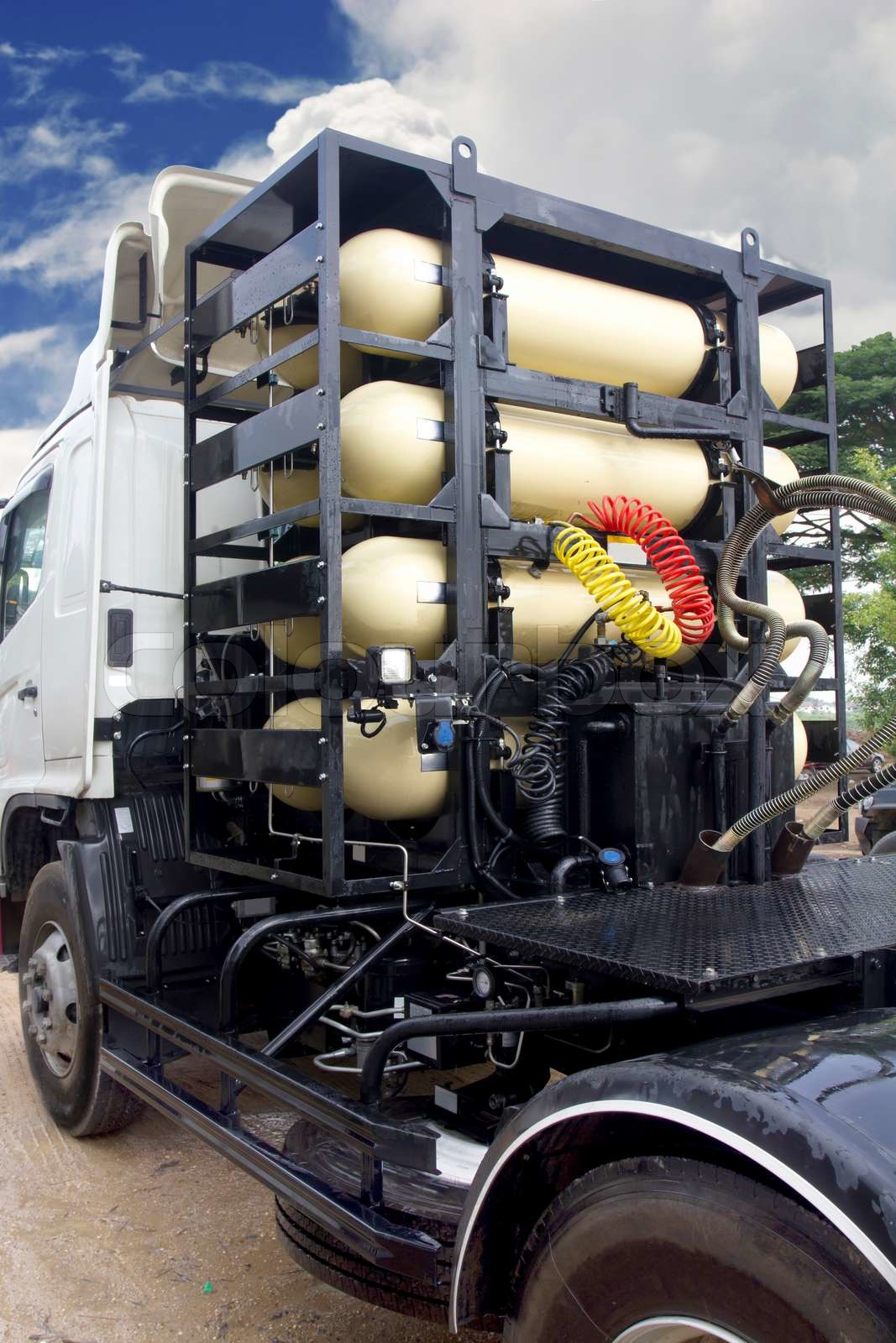 CNG/NGV gas containers for heavy truck , alternative fuel | Stock image ...