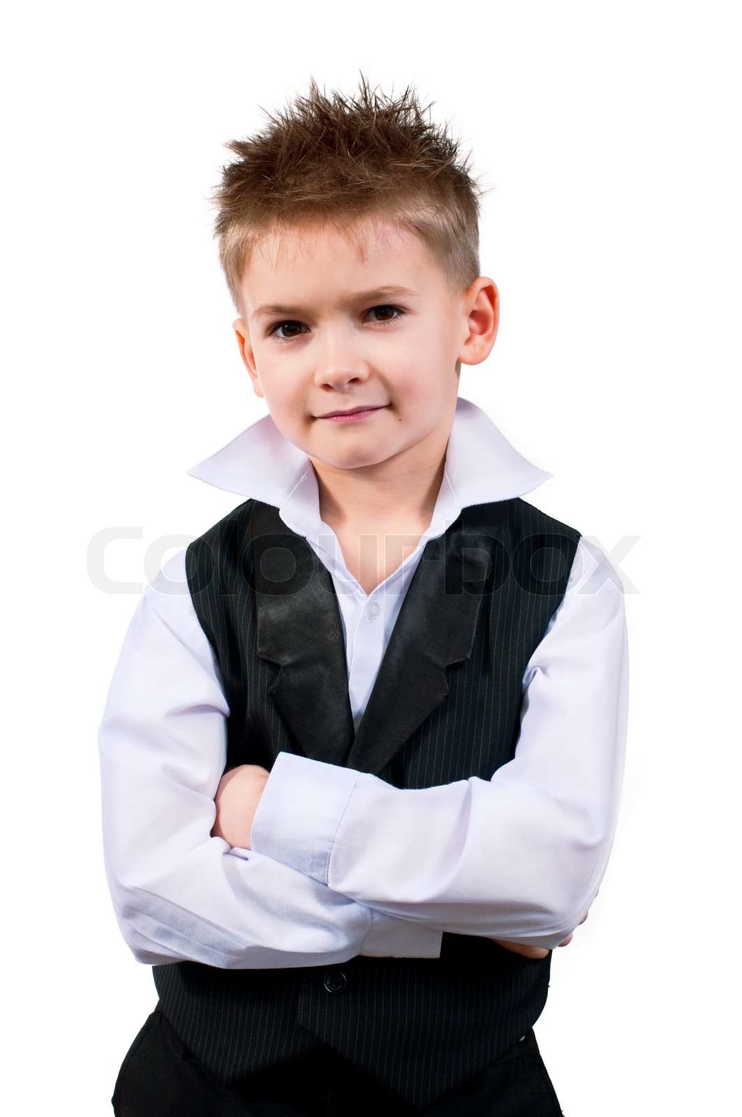 Cool little boy in a waistcoat | Stock image | Colourbox
