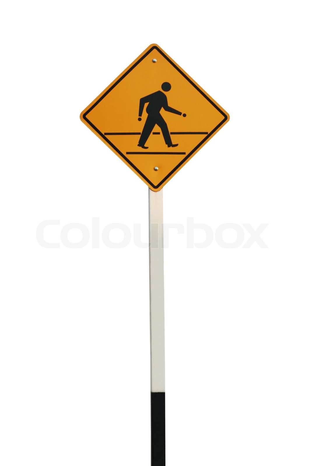 Yellow walk sign isolated on white | Stock image | Colourbox