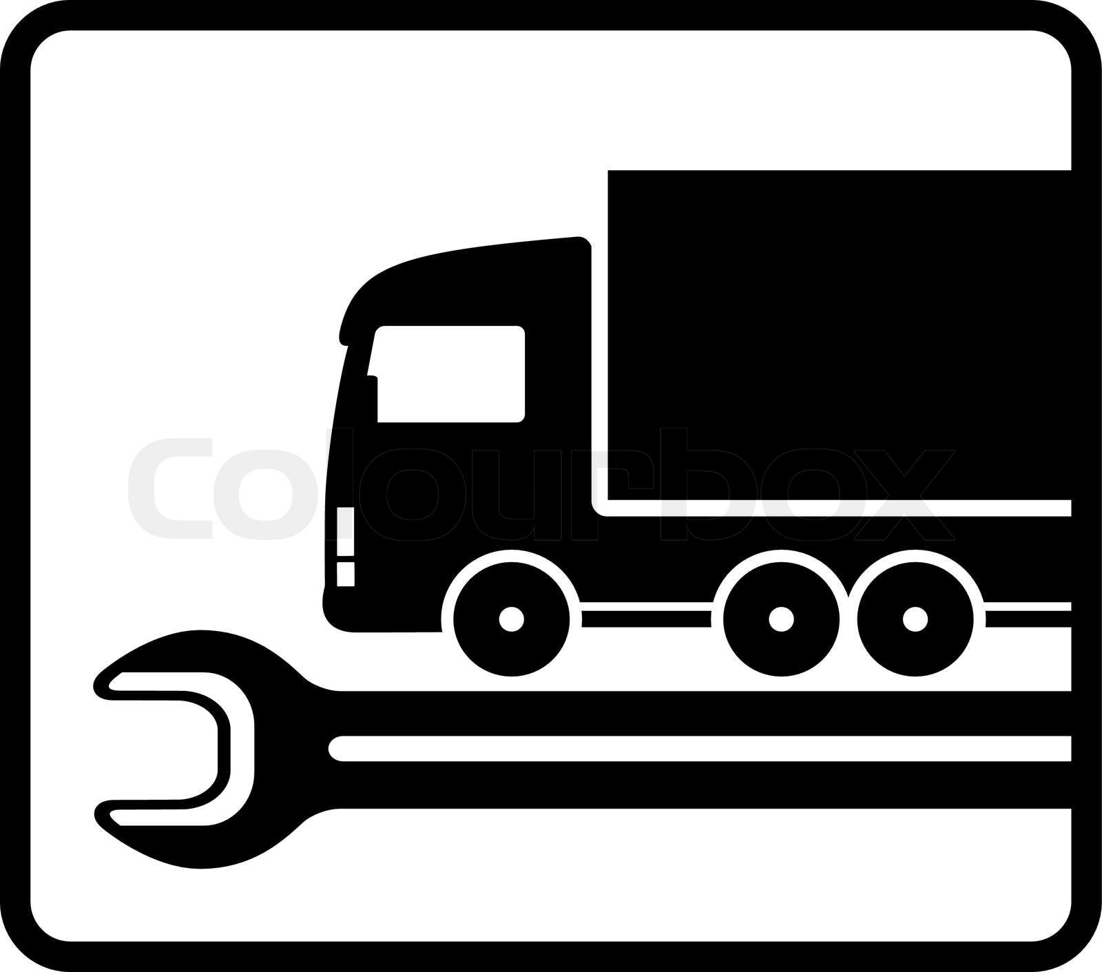repair sign of auto service with truck | Stock vector | Colourbox