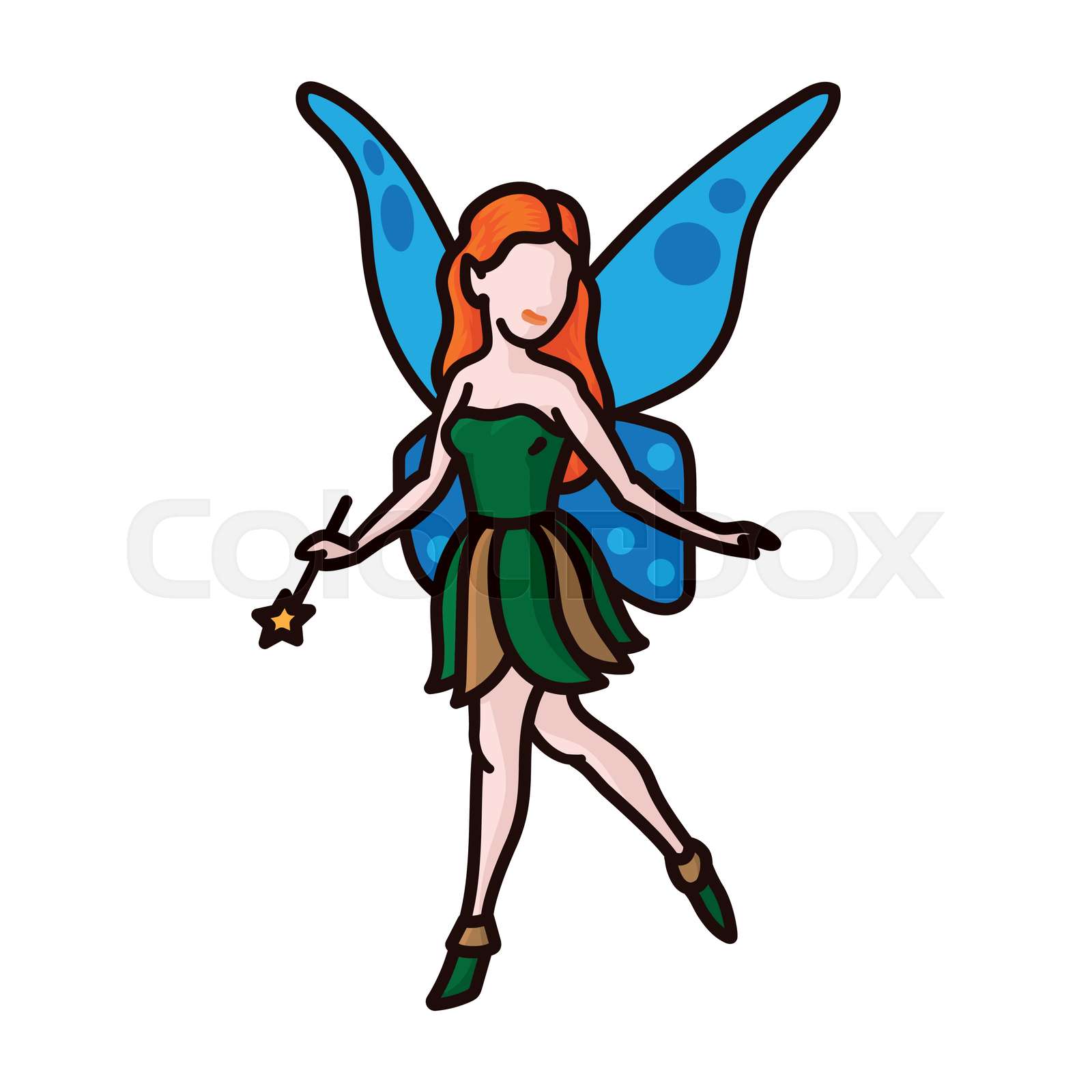 Ginger fairy with butterfly wings isolated vector illustration | Stock ...