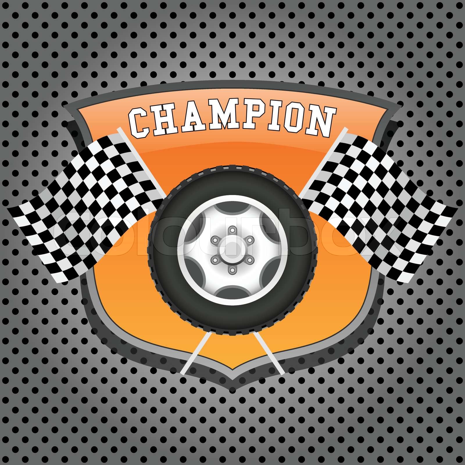 Wheel and checkered flags | Stock vector | Colourbox