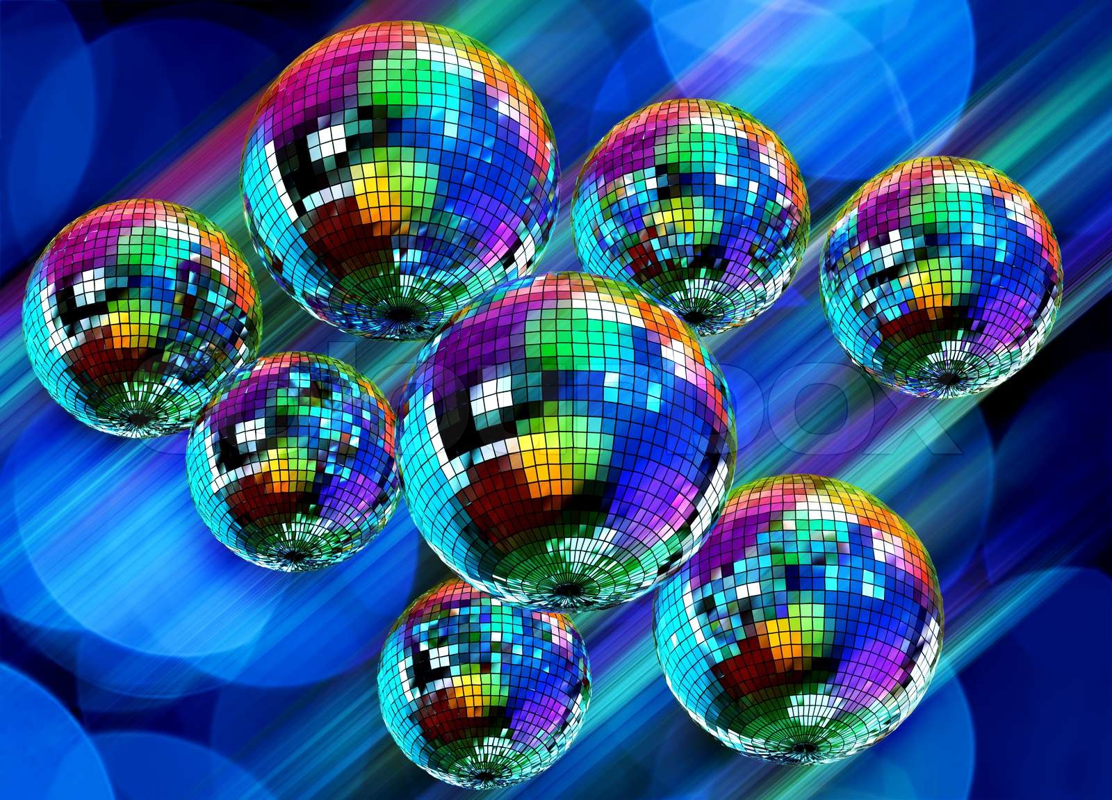 Colorful funky background with mirror disco balls | Stock image | Colourbox