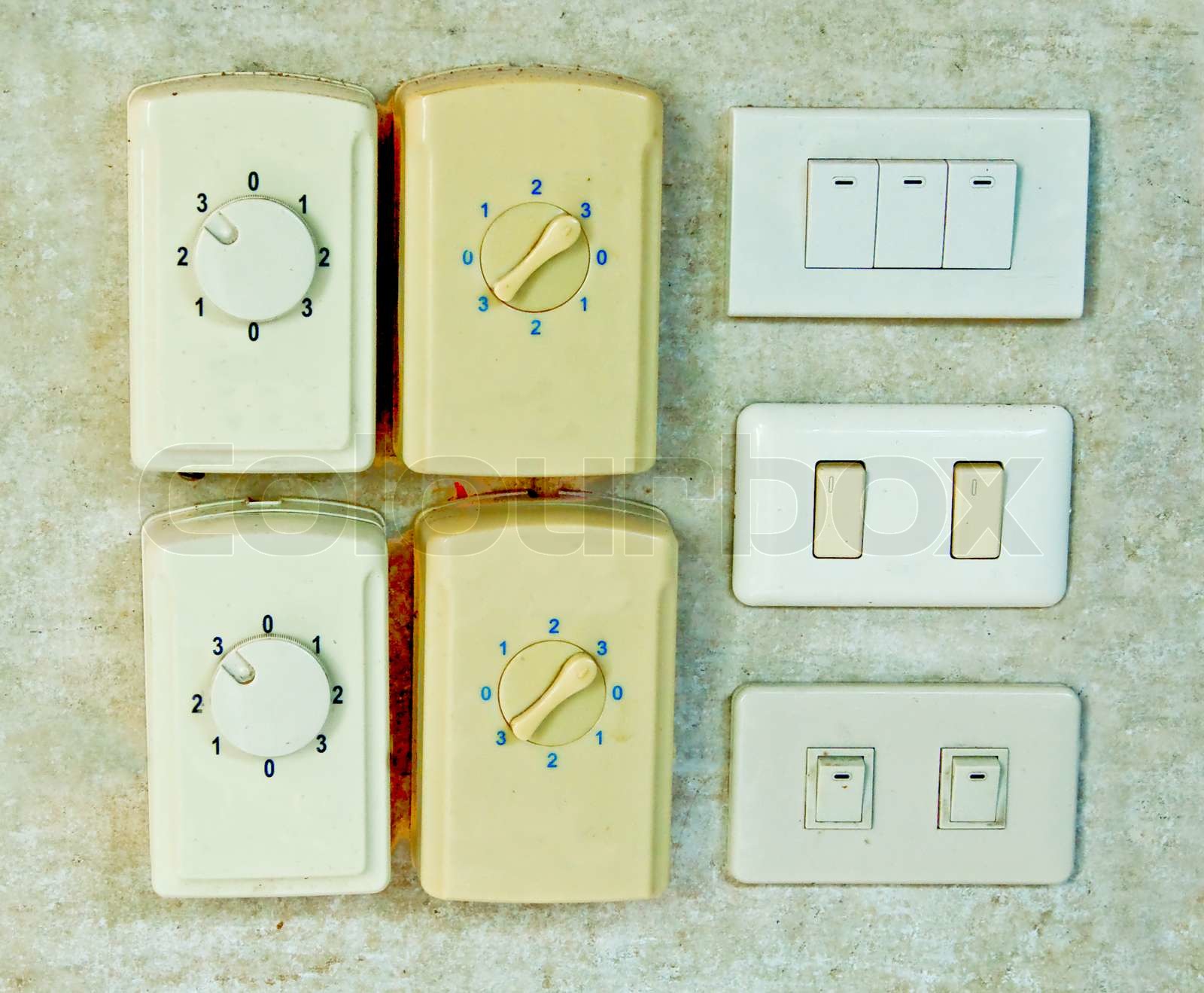 The Electrical switch and plug on wall | Stock image | Colourbox